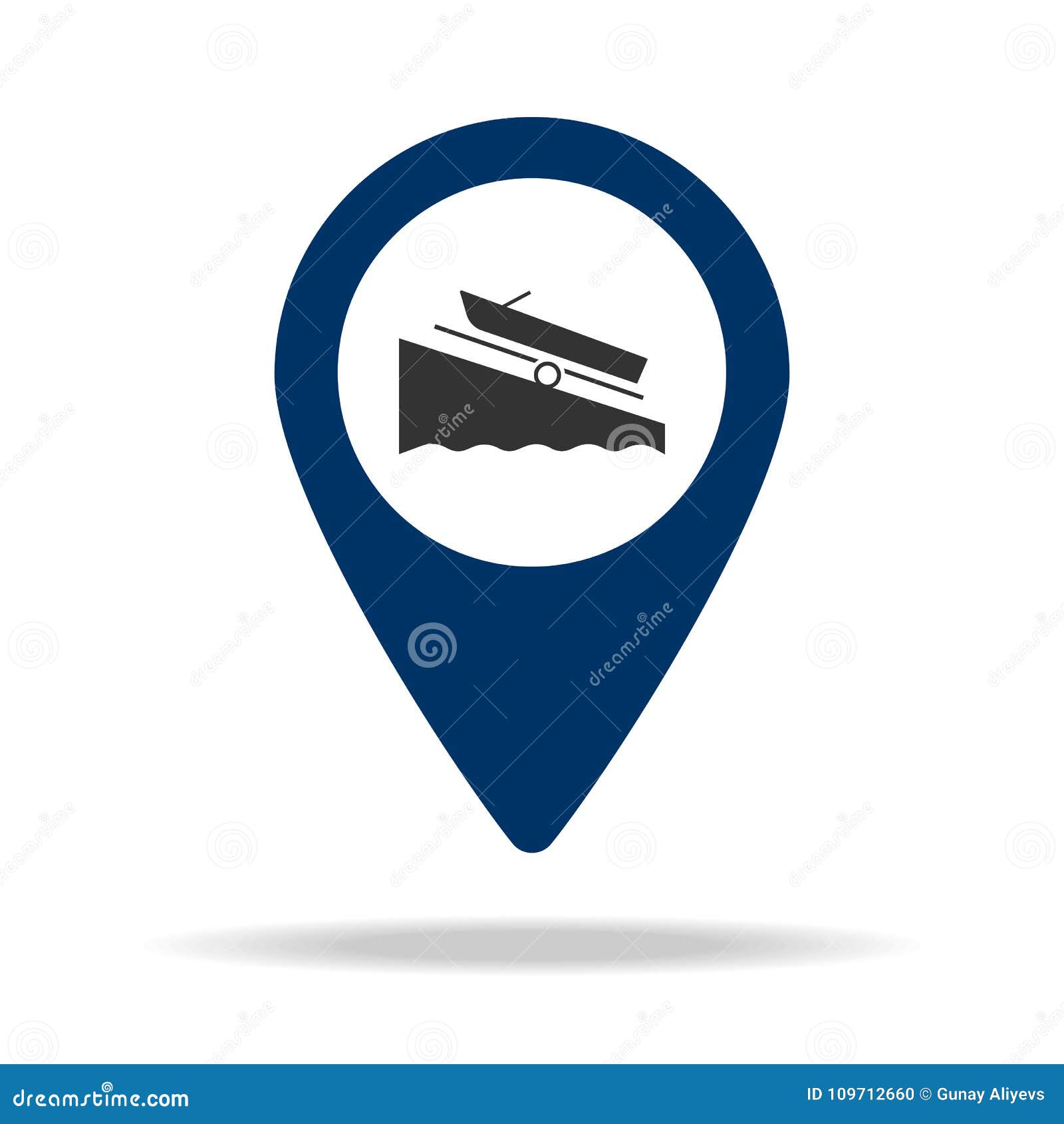 A Place for Launching Boats in Blue Map Pin Icon. Element of Map Point ...