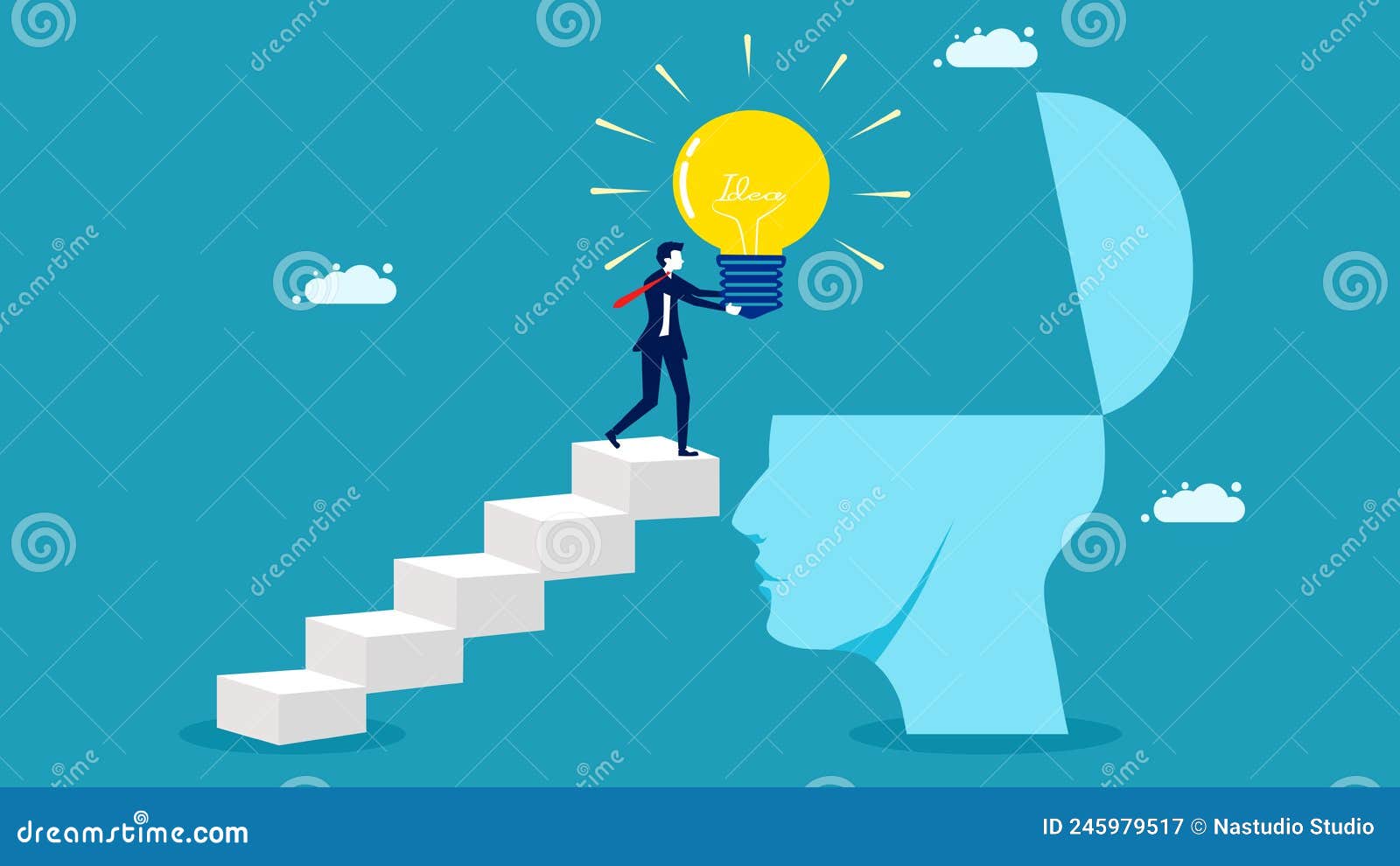 Place the Light Bulb in the Human Head. Motivate Creativity Stock ...