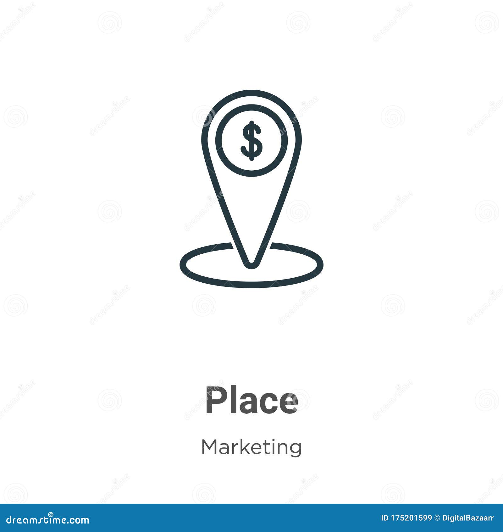 Place Outline Vector Icon. Thin Line Black Place Icon, Flat Vector ...