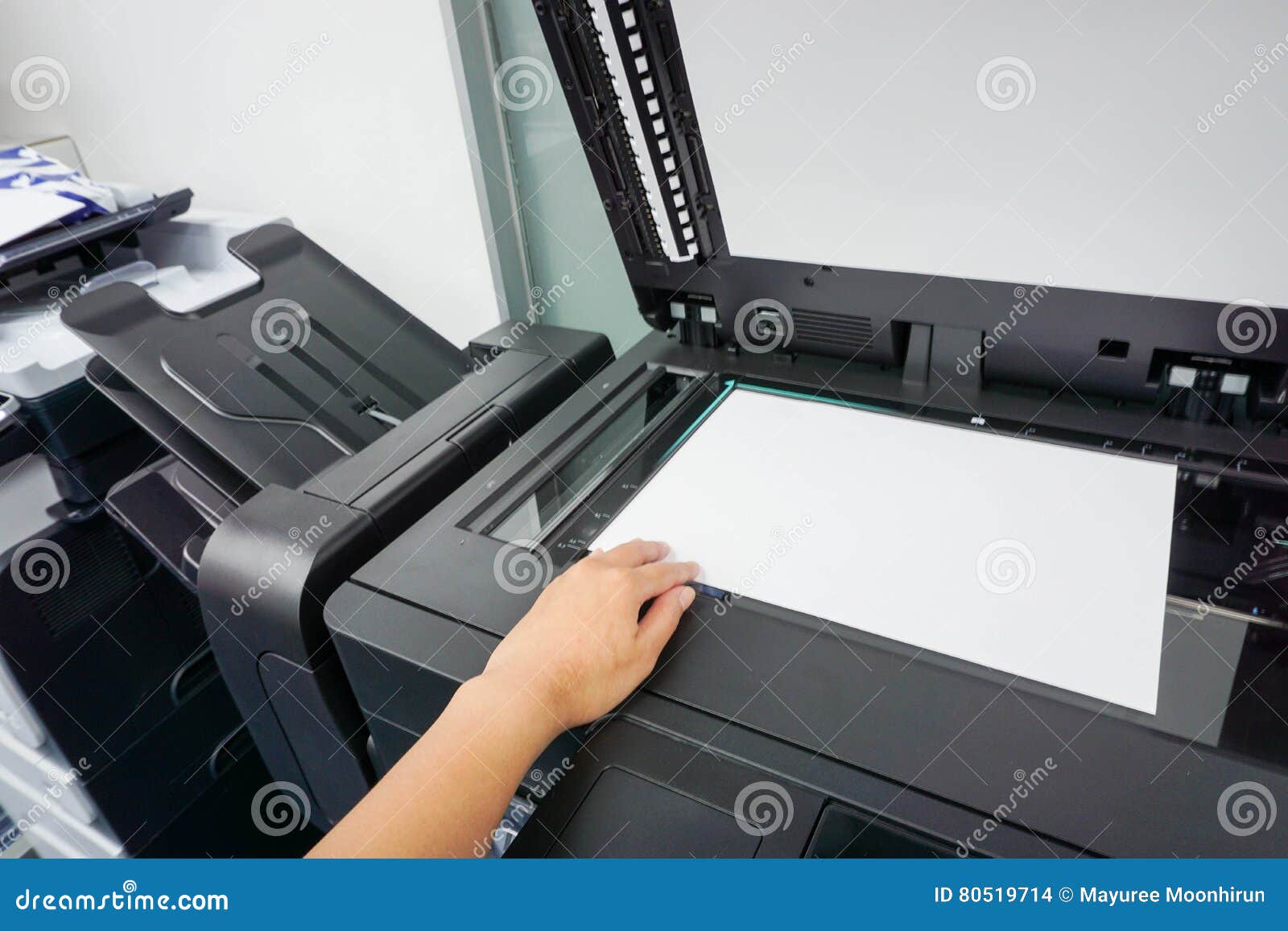 Place Paper on Scan Glass Plate of Printer Stock Photo - Image of ...