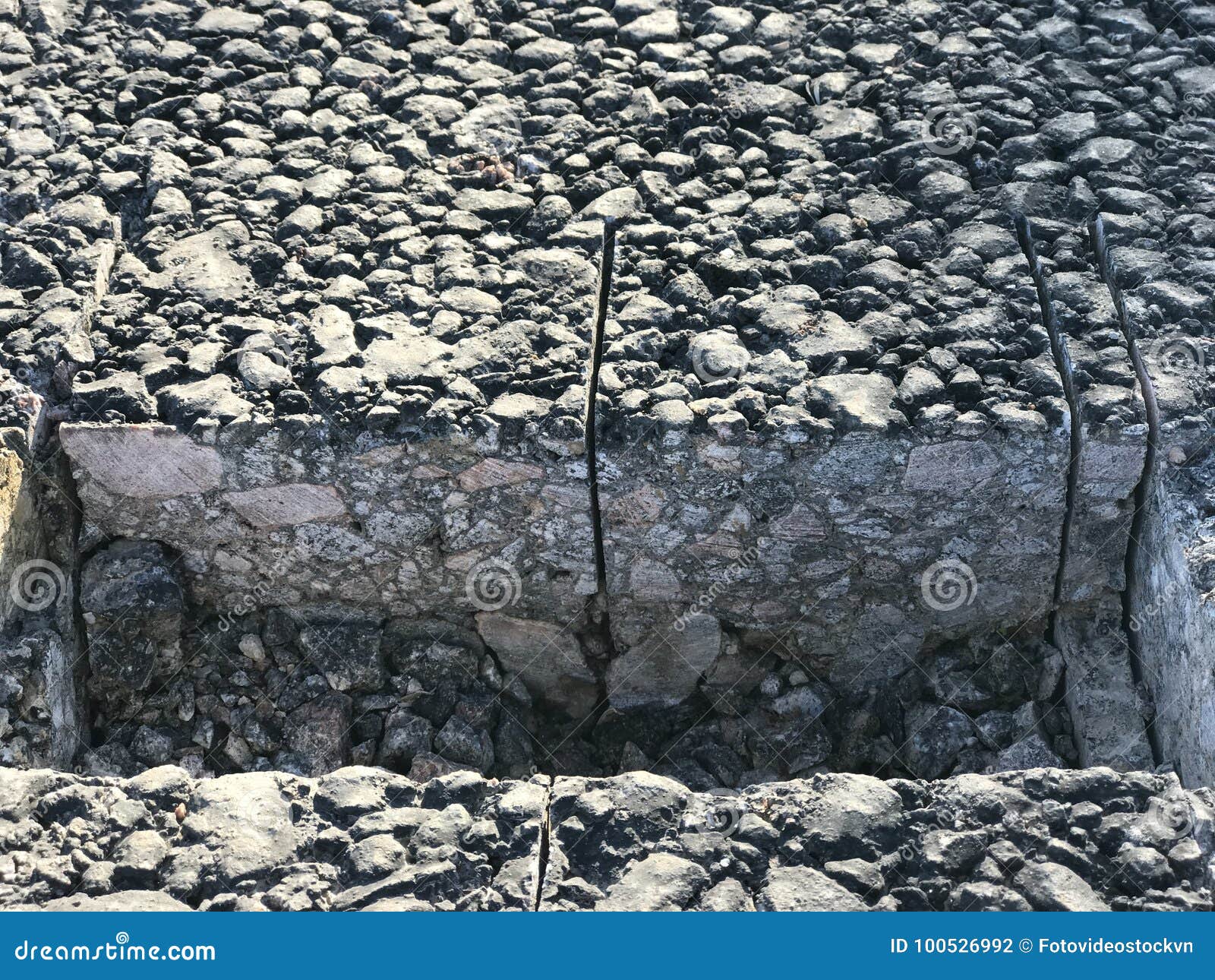 Place of Sample of Asphalt Concrete Coating. Kern Stock Photo - Image ...