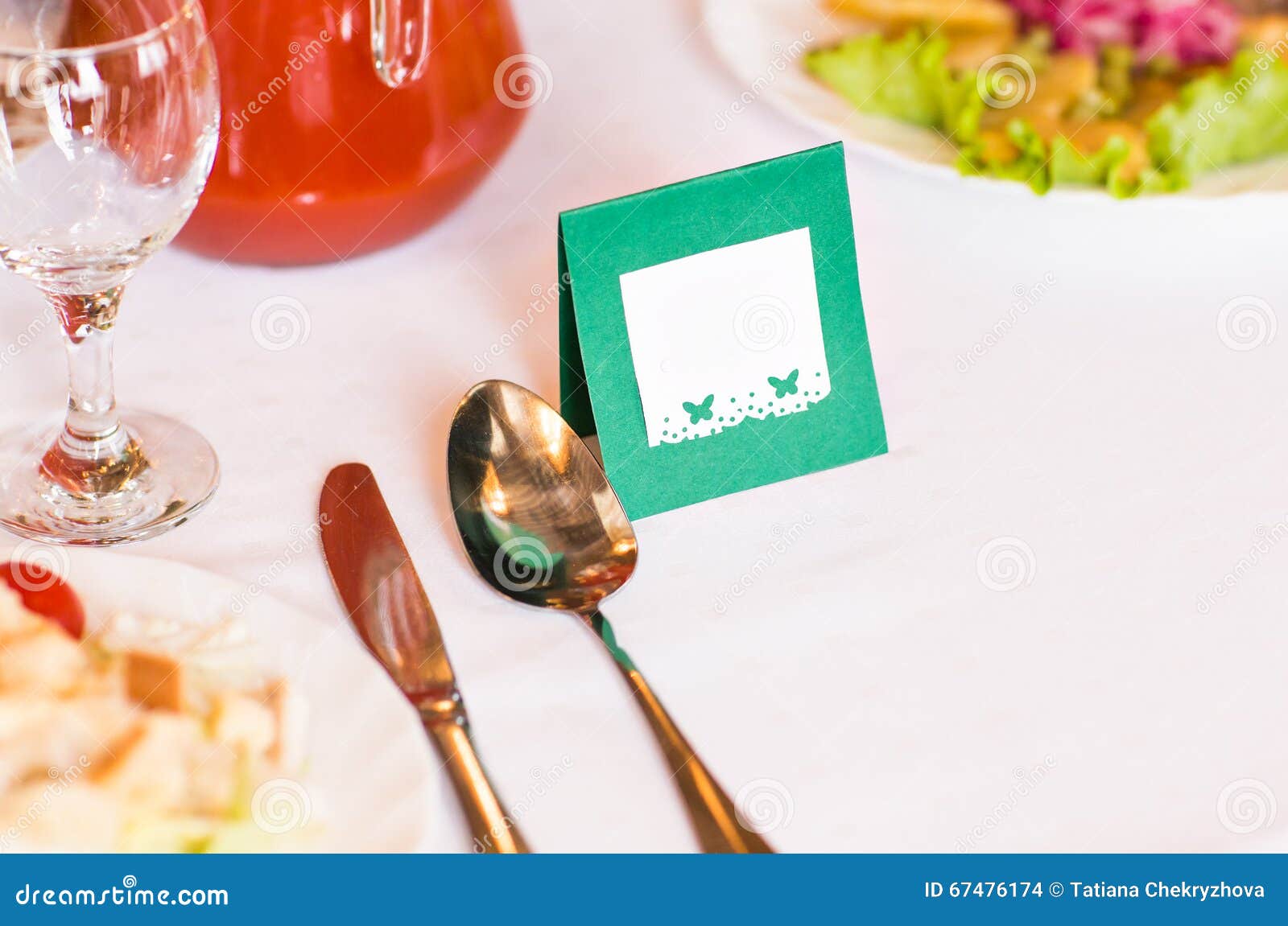 Place Setting and Card on a Table at Reception Stock Photo - Image of ...