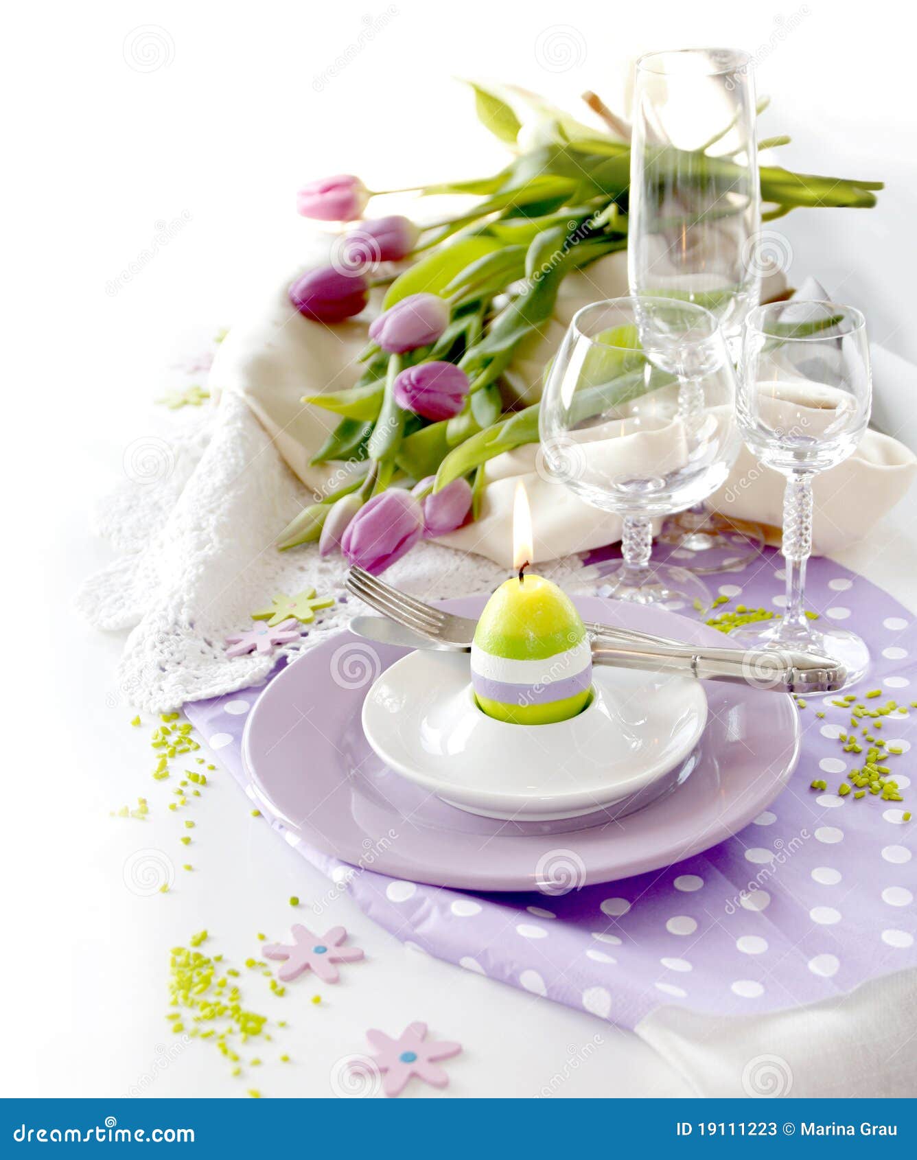 Place setting for Easter stock image. Image of glass - 19111223