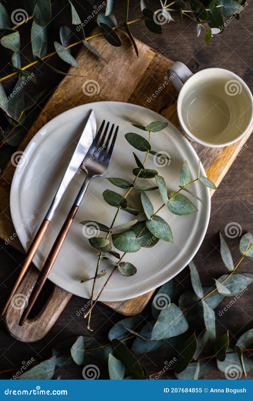 Place Setting with Eucalyptus Stock Image - Image of organic, setting ...