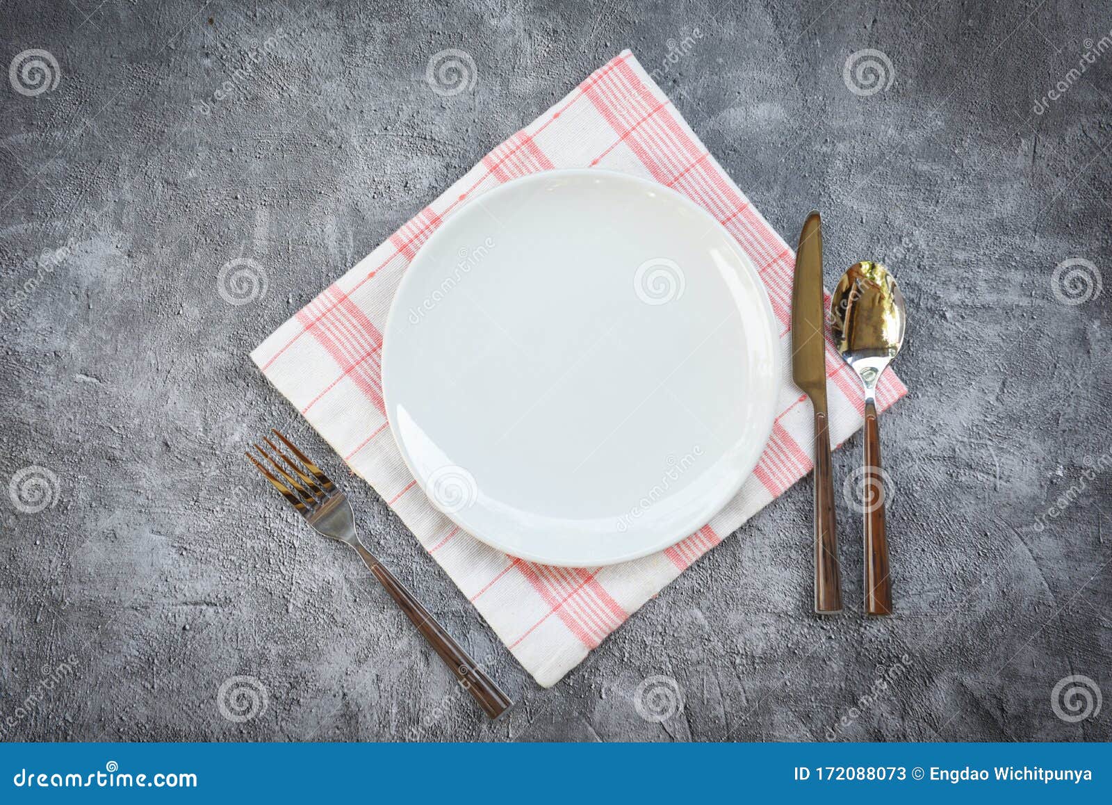 Place Setting Table Food with Set of White Plate on Table Cloths or ...