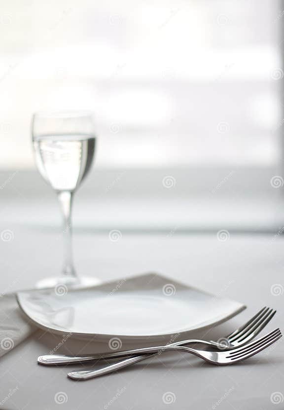 Place Setting in White Colours Stock Photo - Image of forks, colour ...