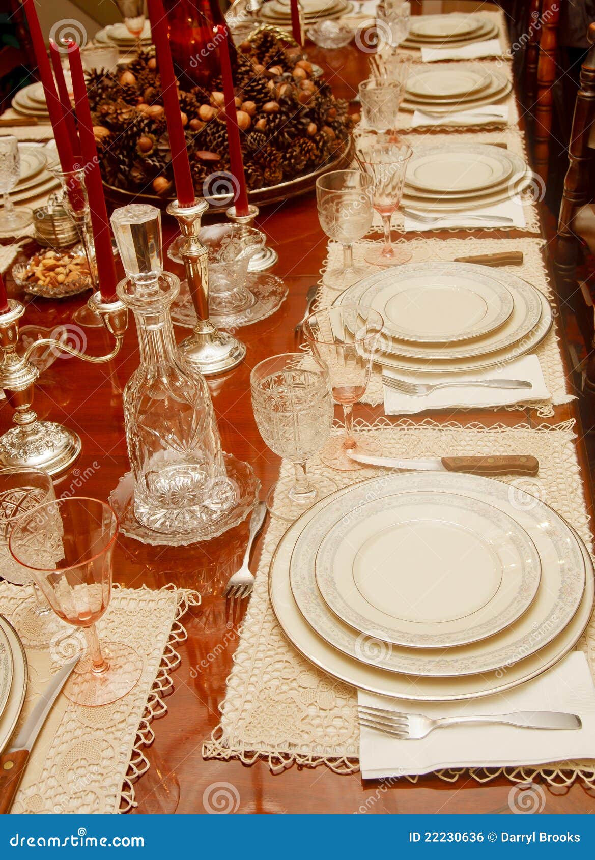 Place Settings of China and Crystal Stock Photo - Image of meal ...