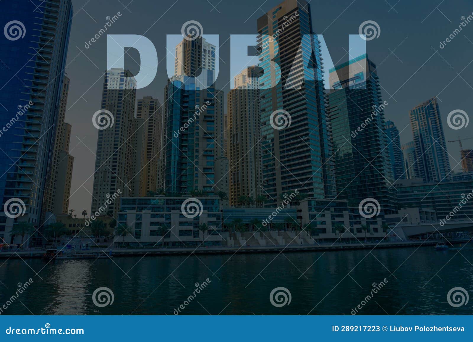Place for Text on Darkened Background Overlooking Dubai Stock Image ...