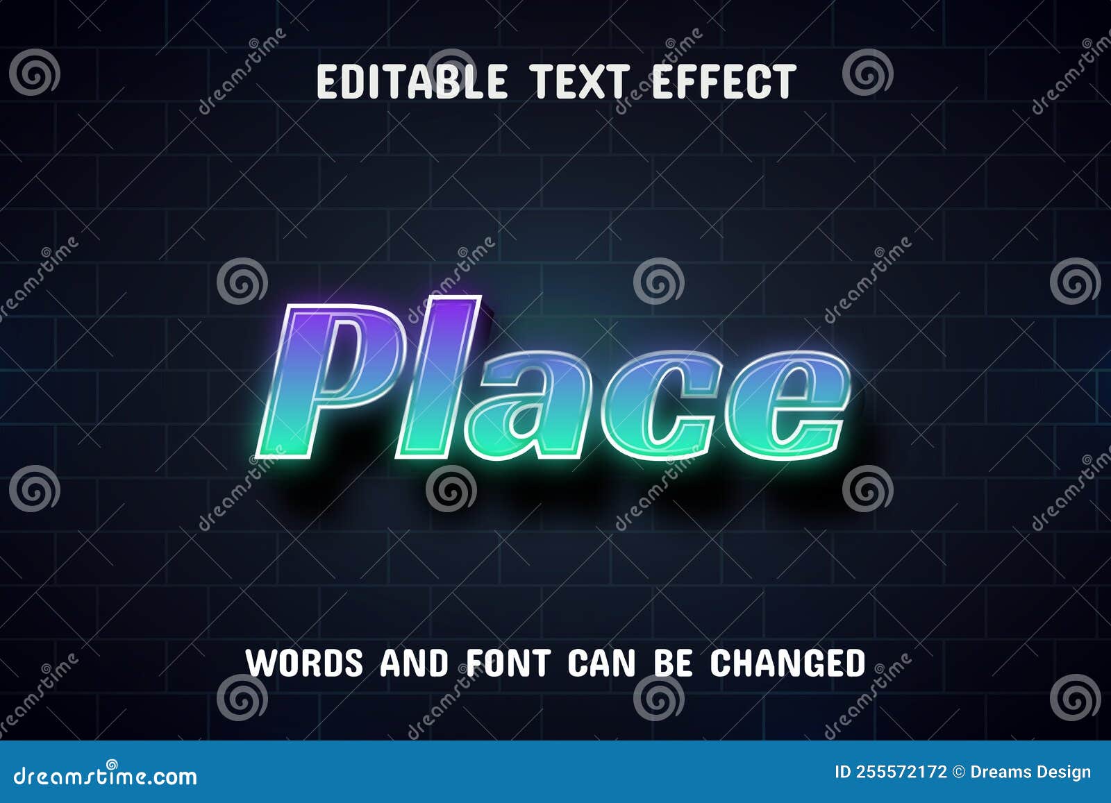 Place Text - Neon Text Effect Editable Stock Vector - Illustration of ...