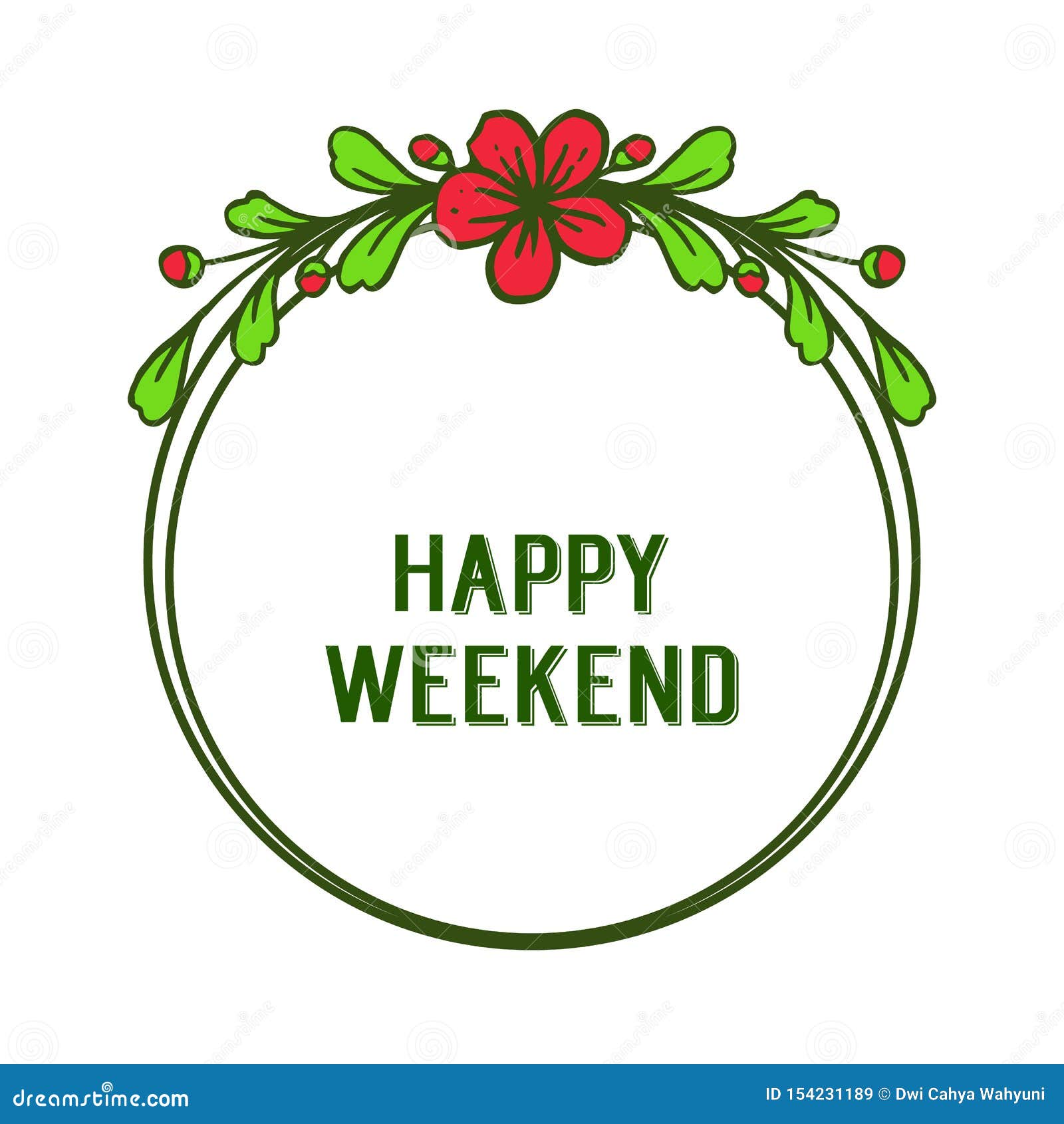 Place for Text, Poster of Happy Weekend for Leaf Floral Frame Circular ...