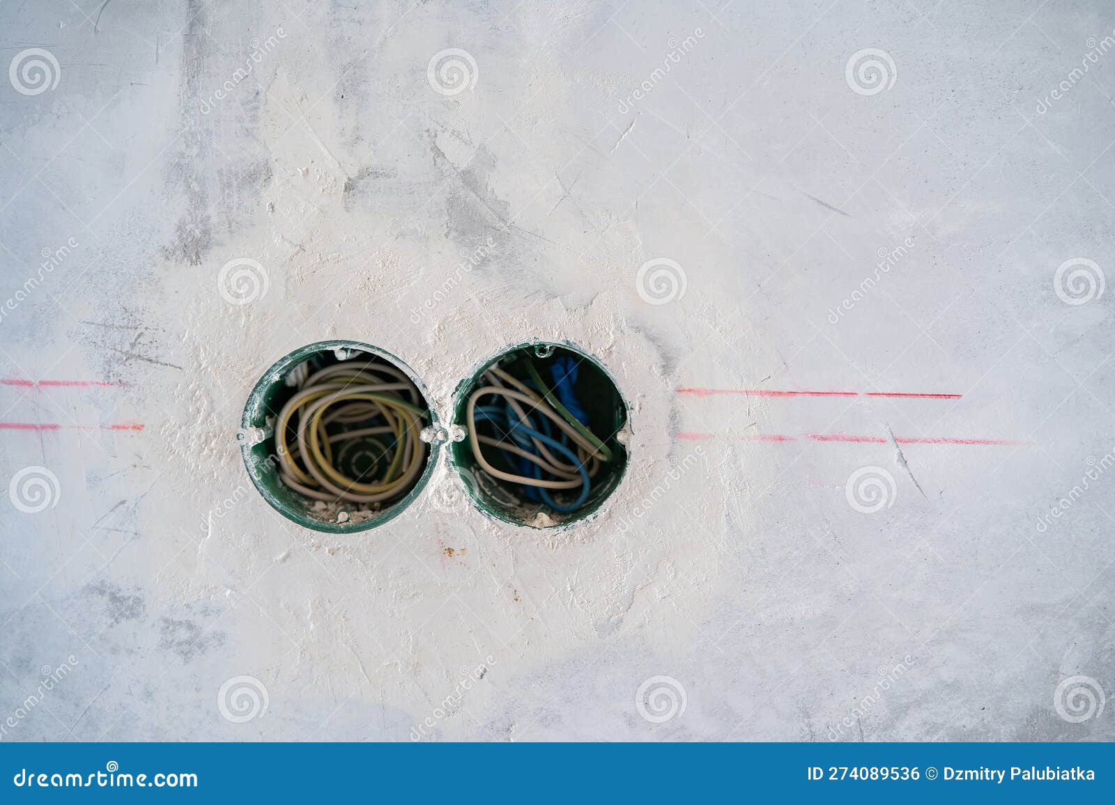 A Place To Install Sockets in a Plastered Wall, Building a House Stock ...