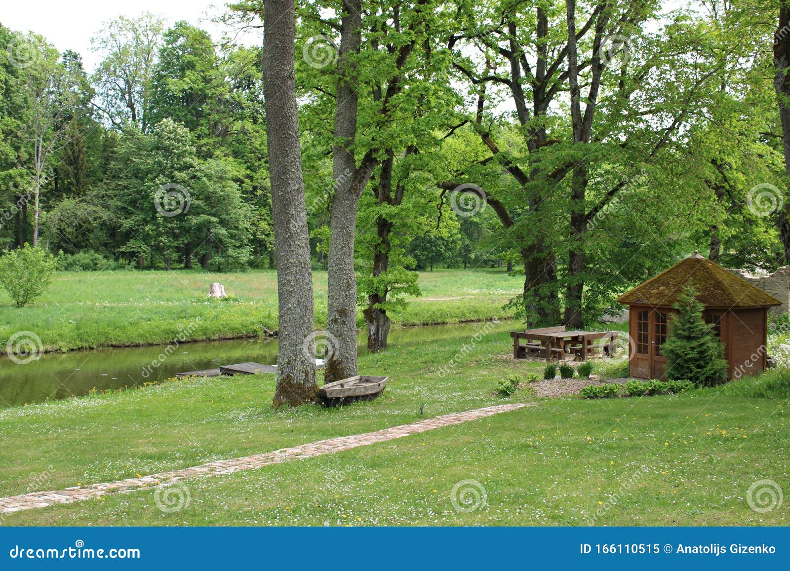 Place To Relax on the Banks of a Small Rivulet in Spring Stock Image ...