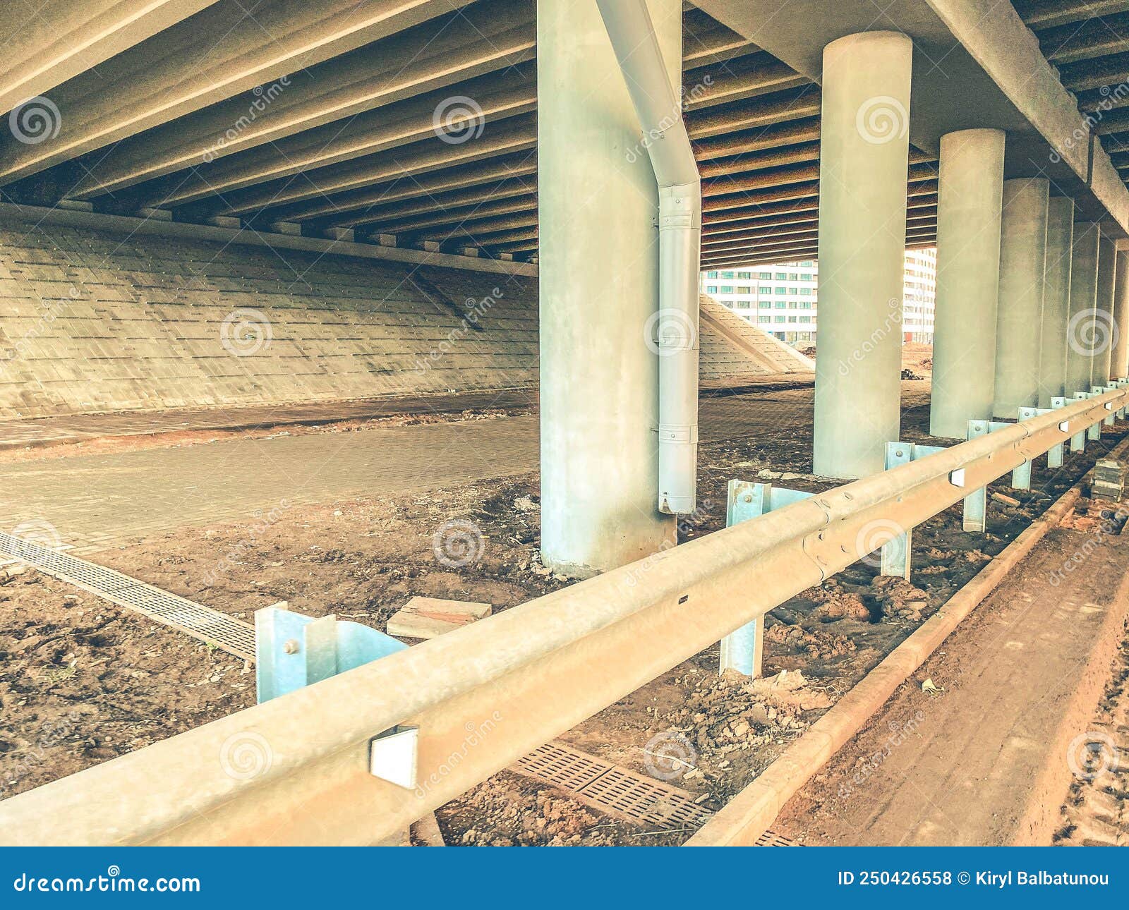 Place Under the Bridge. Bridge Made of Concrete on Beams, Reliable ...