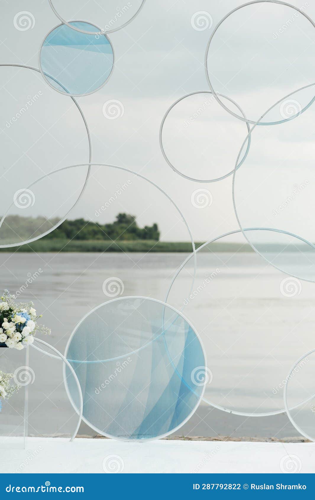 Place for Wedding Ceremony on River Beach Outdoors. Large Installation ...