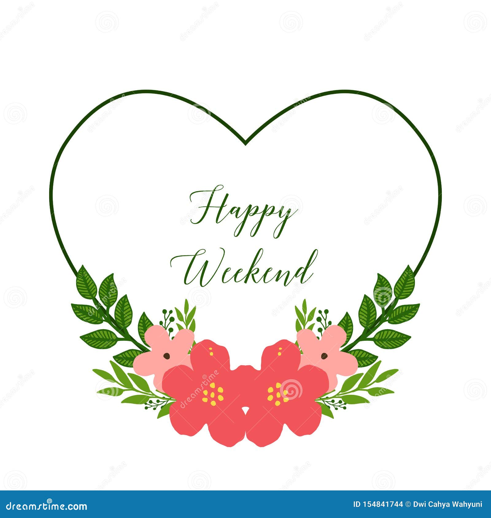 Place for Your Text, Happy Weekend, with Pattern Art of Leaf Floral ...