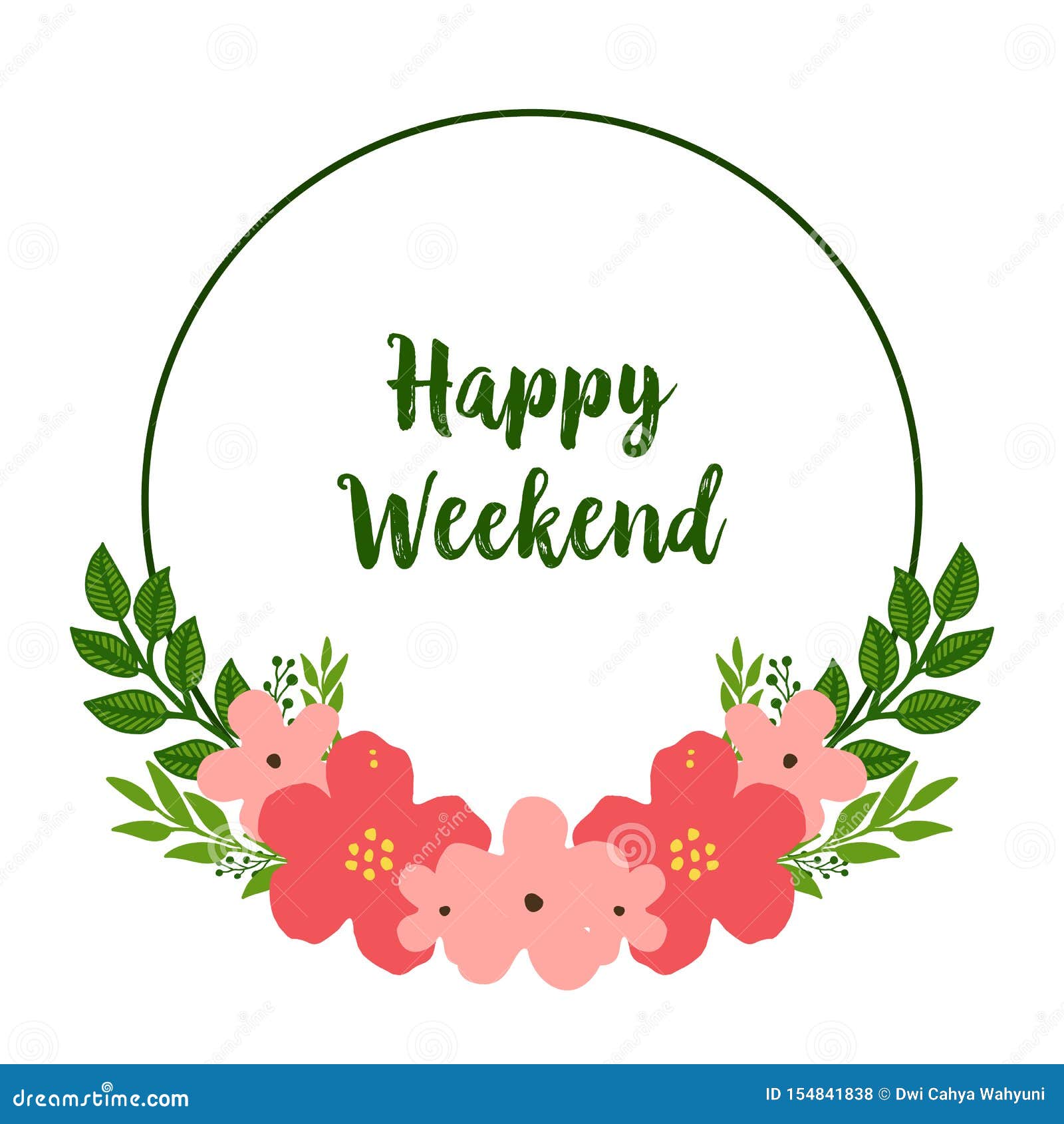 Place for Your Text, Happy Weekend, with Pattern Art of Leaf Floral ...