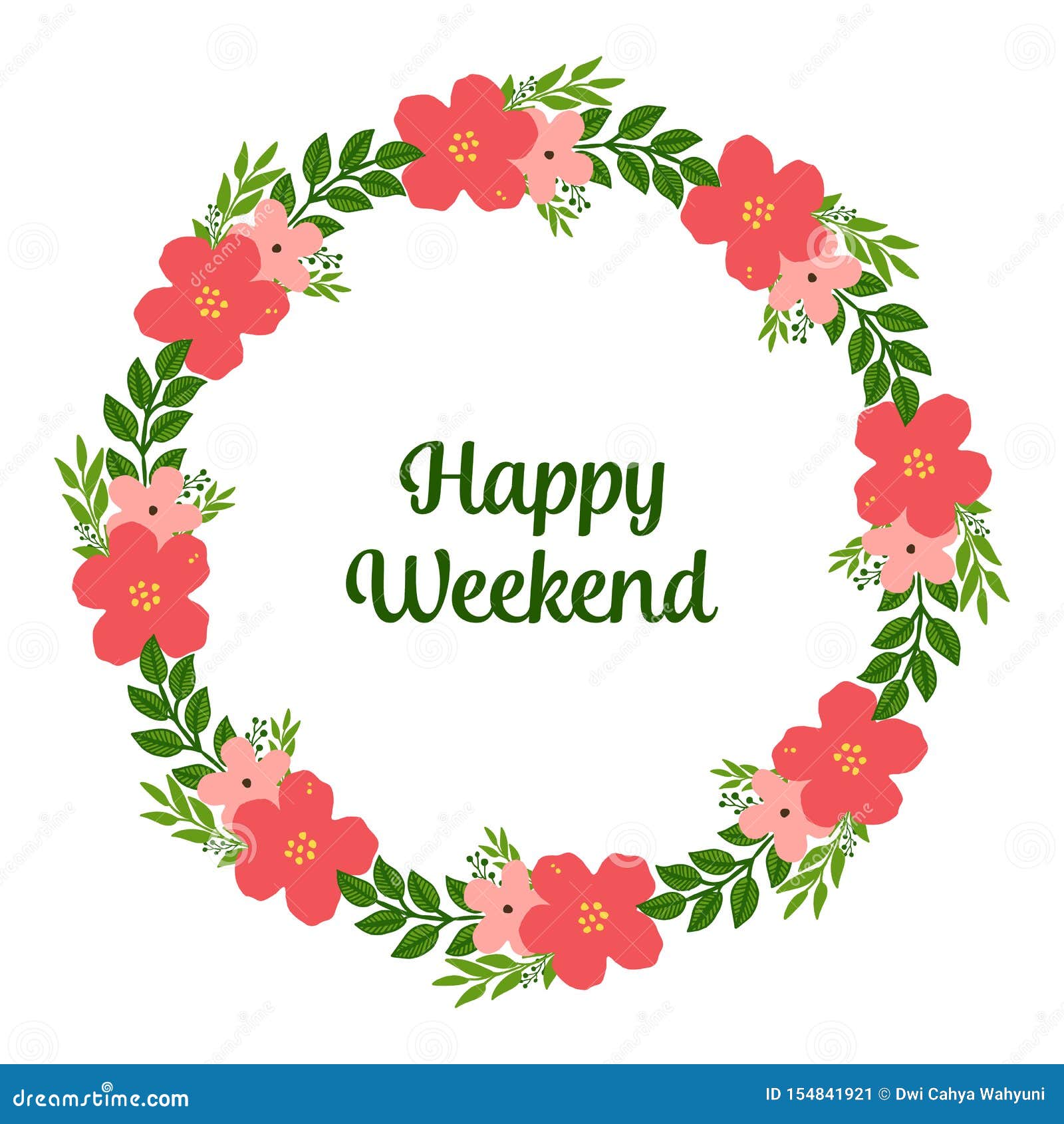 Place for Your Text, Happy Weekend, with Pattern Art of Leaf Floral ...