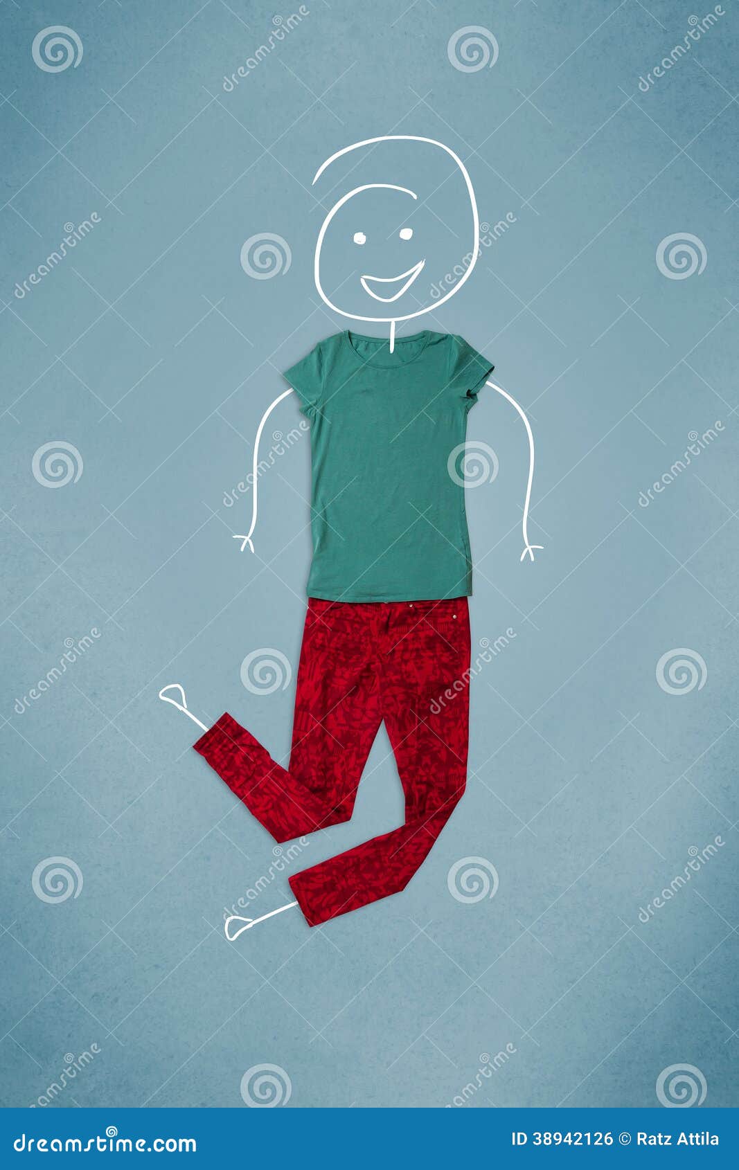 Placed Clothes in Action with Woman Drawing Stock Photo - Image of ...