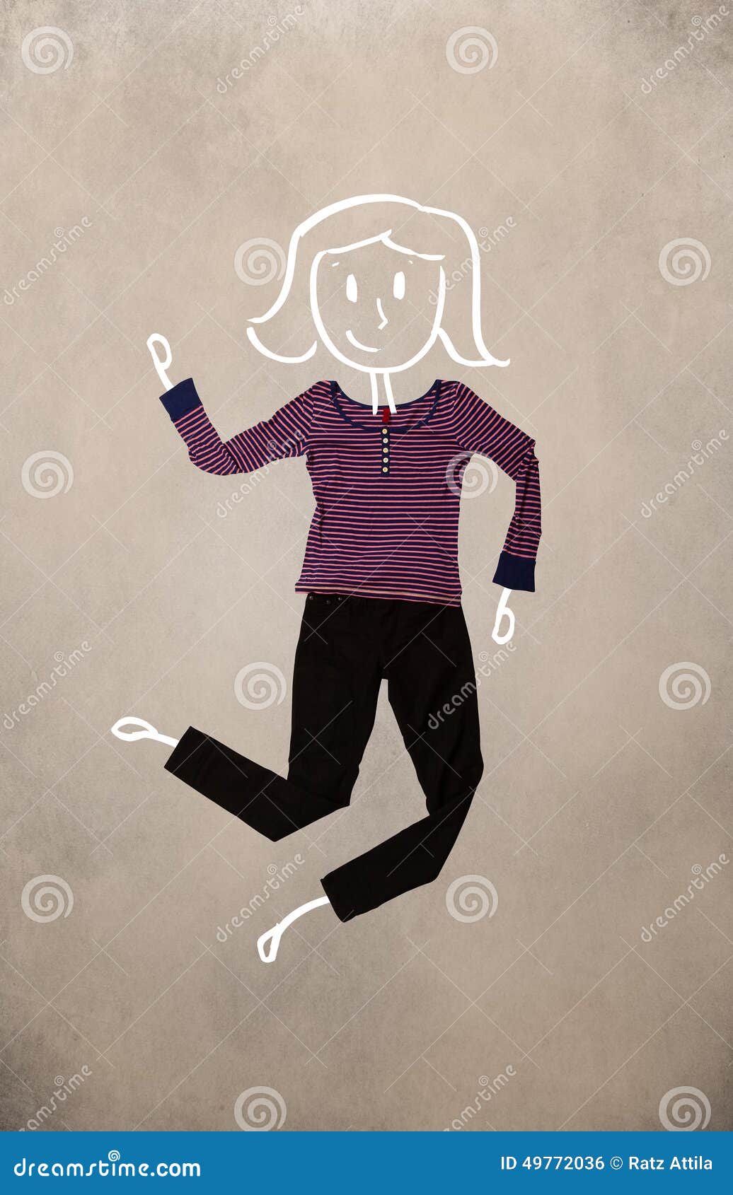 Placed Clothes in Action with Woman Drawing Stock Photo - Image of ...