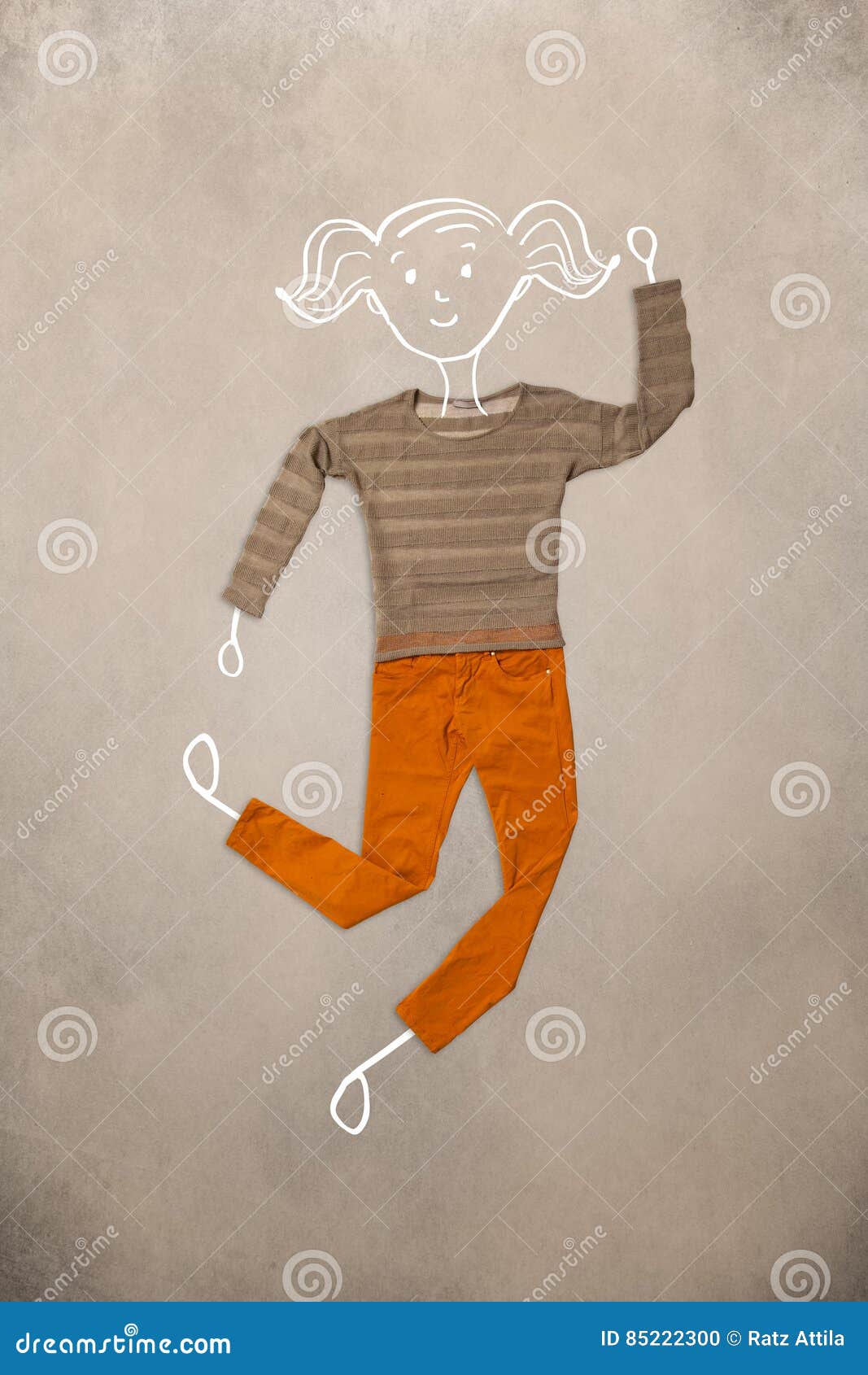 Placed Clothes in Action with Woman Drawing Stock Photo - Image of ...