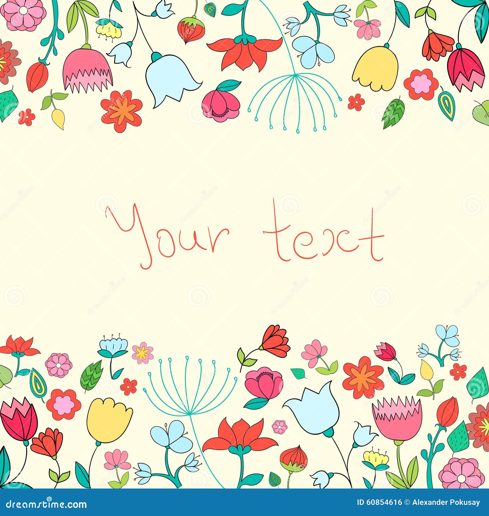 Placeholder Card Text Flowers Vector Illustration Stock Vector ...