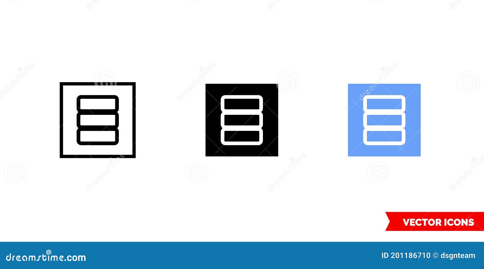 Placeholder Thumbnail Database Icon of 3 Types Color, Black and White ...
