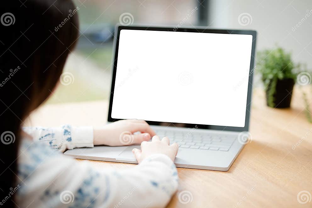 Placeit - Child Uses a Computer for School Work Stock Photo - Image of ...