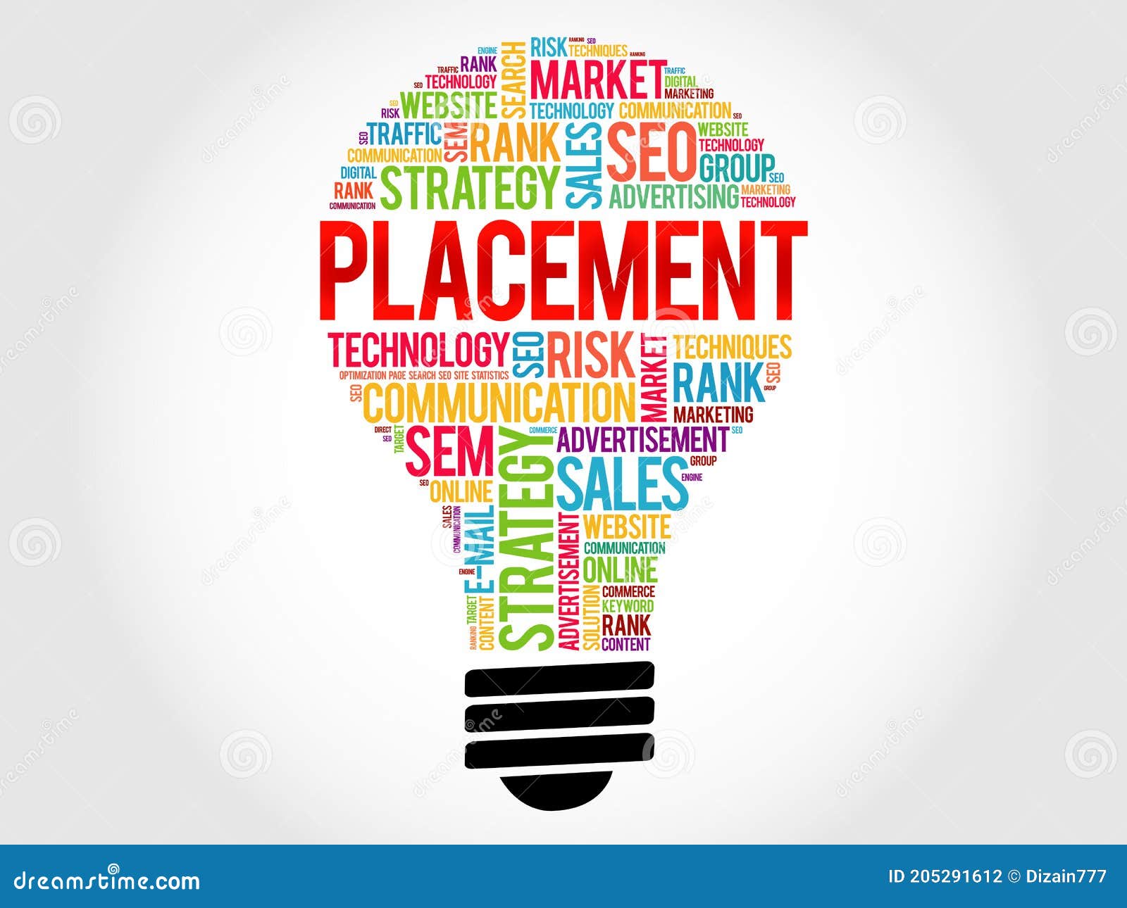 PLACEMENT bulb word cloud stock illustration. Illustration of ...
