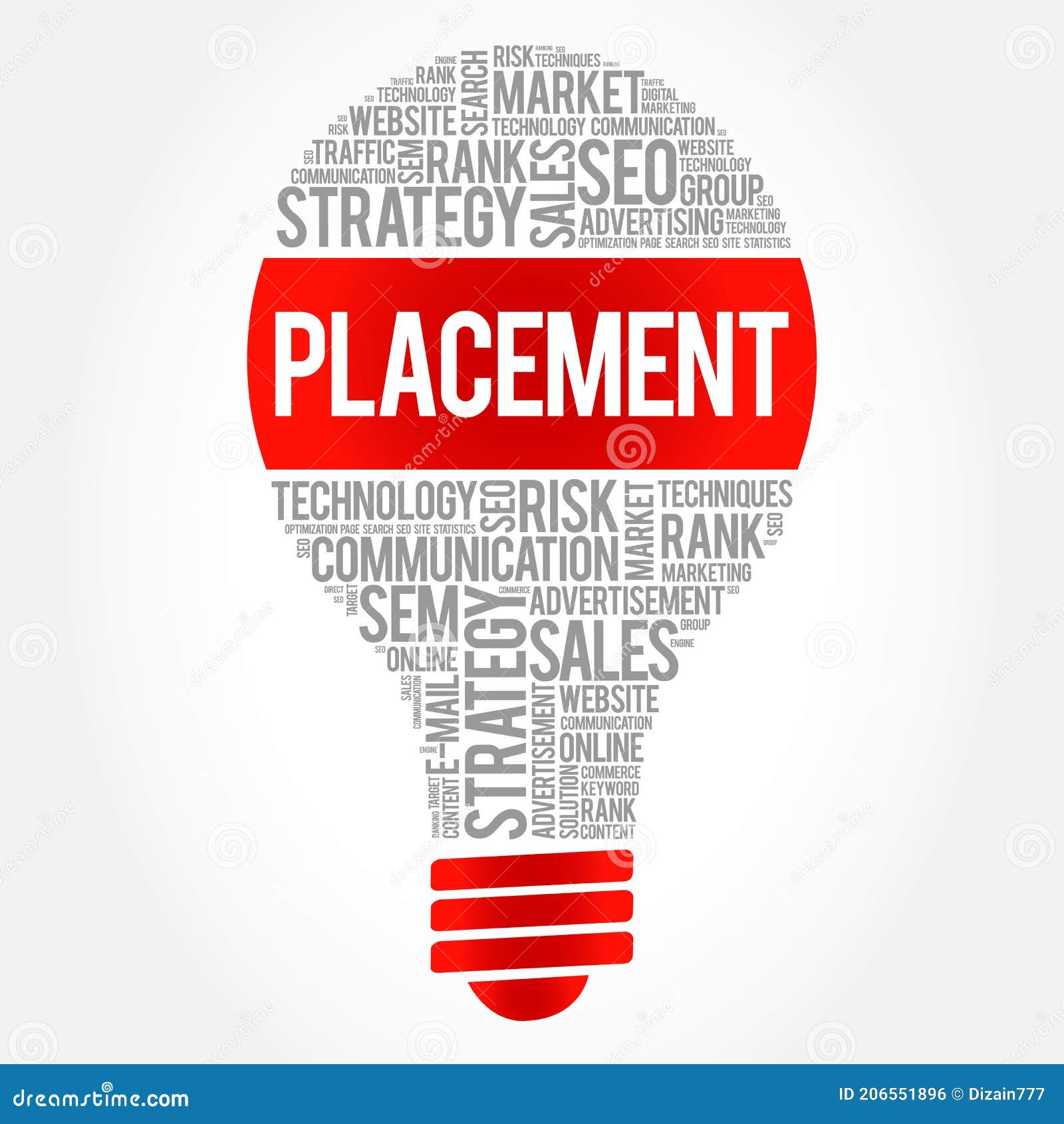 PLACEMENT bulb word cloud stock illustration. Illustration of ...