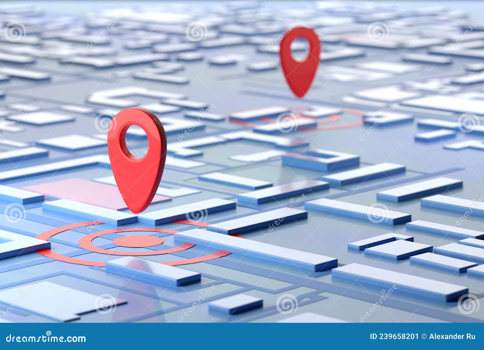 Placement of the Destination Point on the Abstract Map of the City. 3d ...