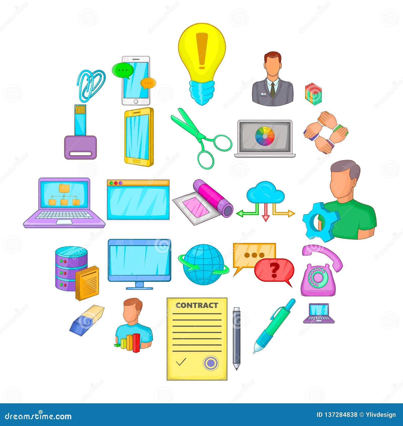 Placement Icons Set, Cartoon Style Stock Vector - Illustration of ...