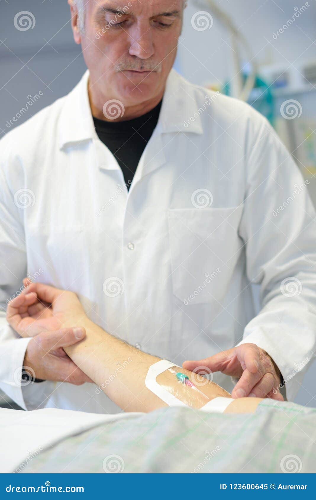 Placement of the needle stock image. Image of treatment - 123600645