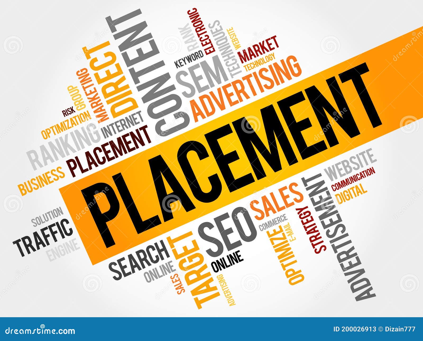 PLACEMENT word cloud stock illustration. Illustration of consultant ...
