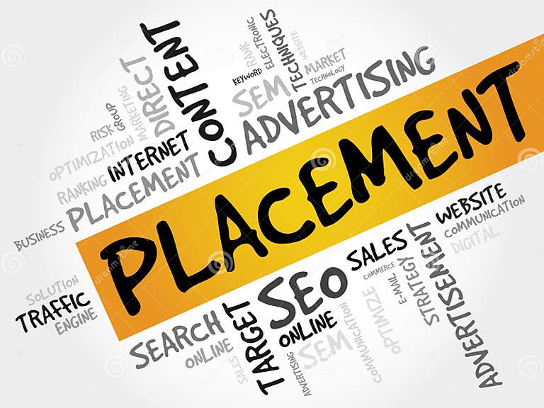 PLACEMENT word cloud stock illustration. Illustration of search - 202532784
