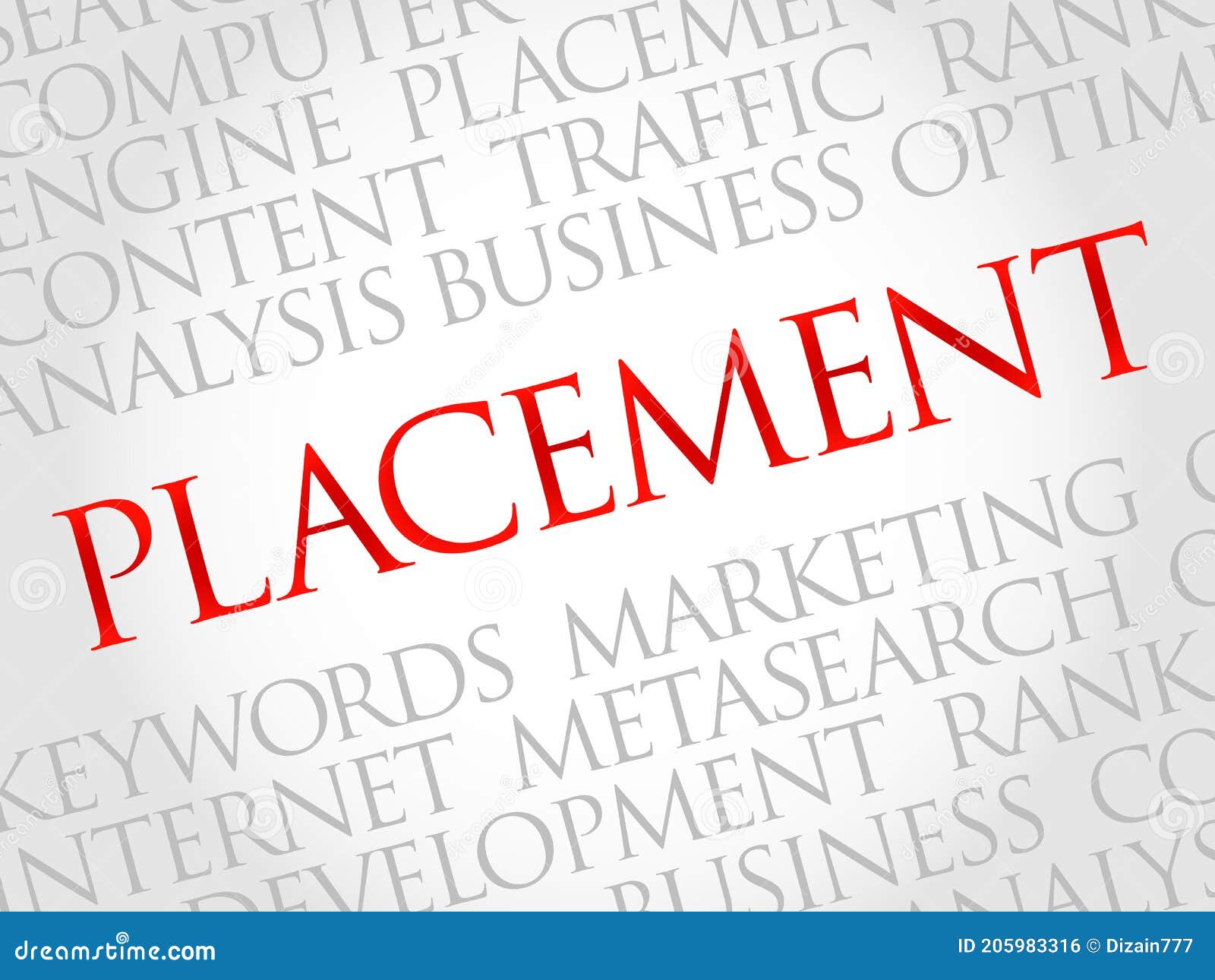 PLACEMENT word cloud stock illustration. Illustration of optimizers ...