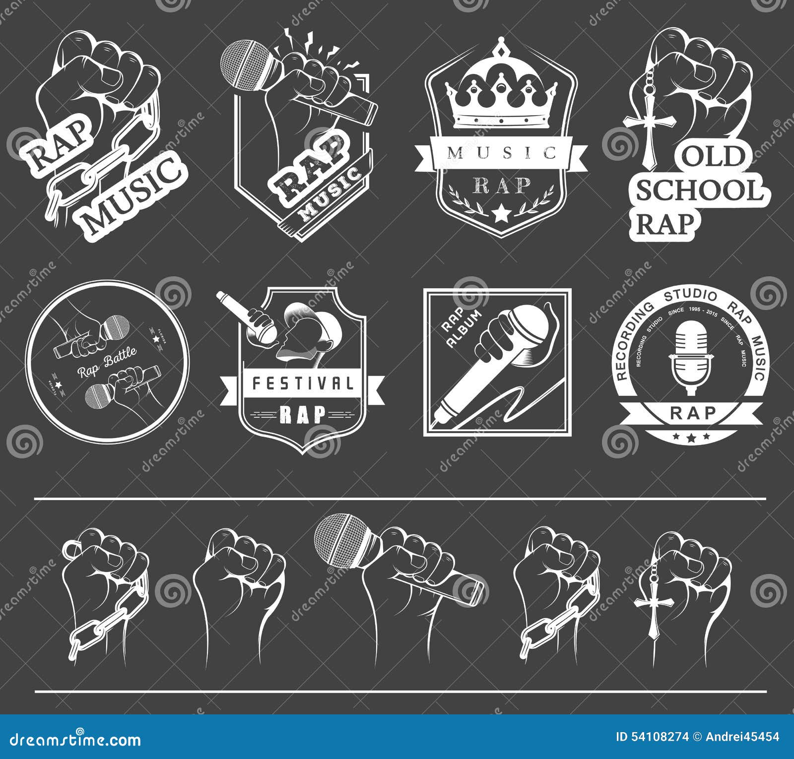 Placez Les Logos Et Badges Le Rap Illustration Stock - Illustration du ...