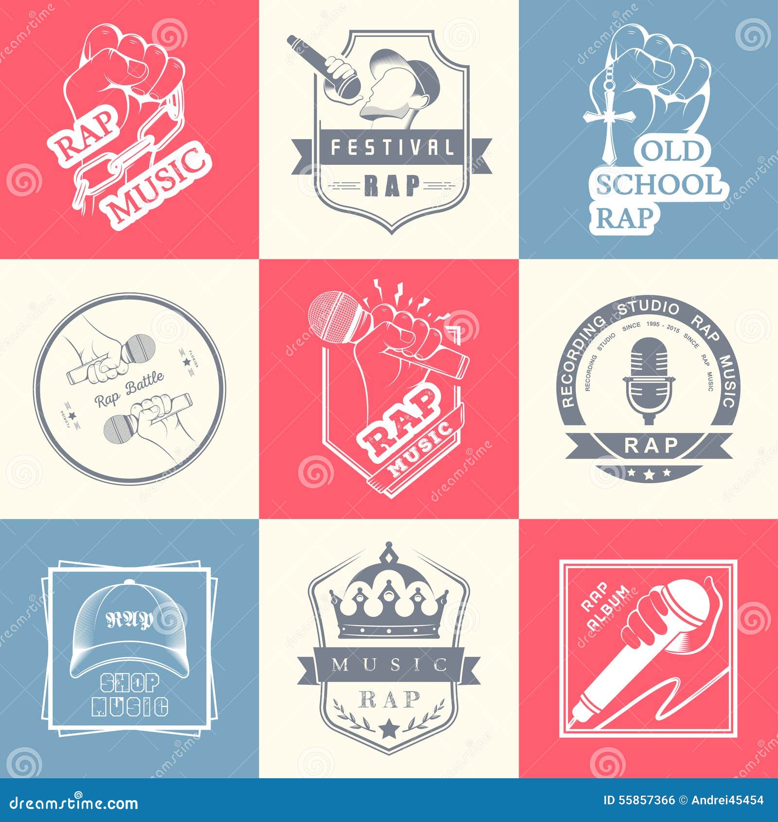 Placez Les Logos Et Badges Le Rap Illustration Stock - Illustration du ...