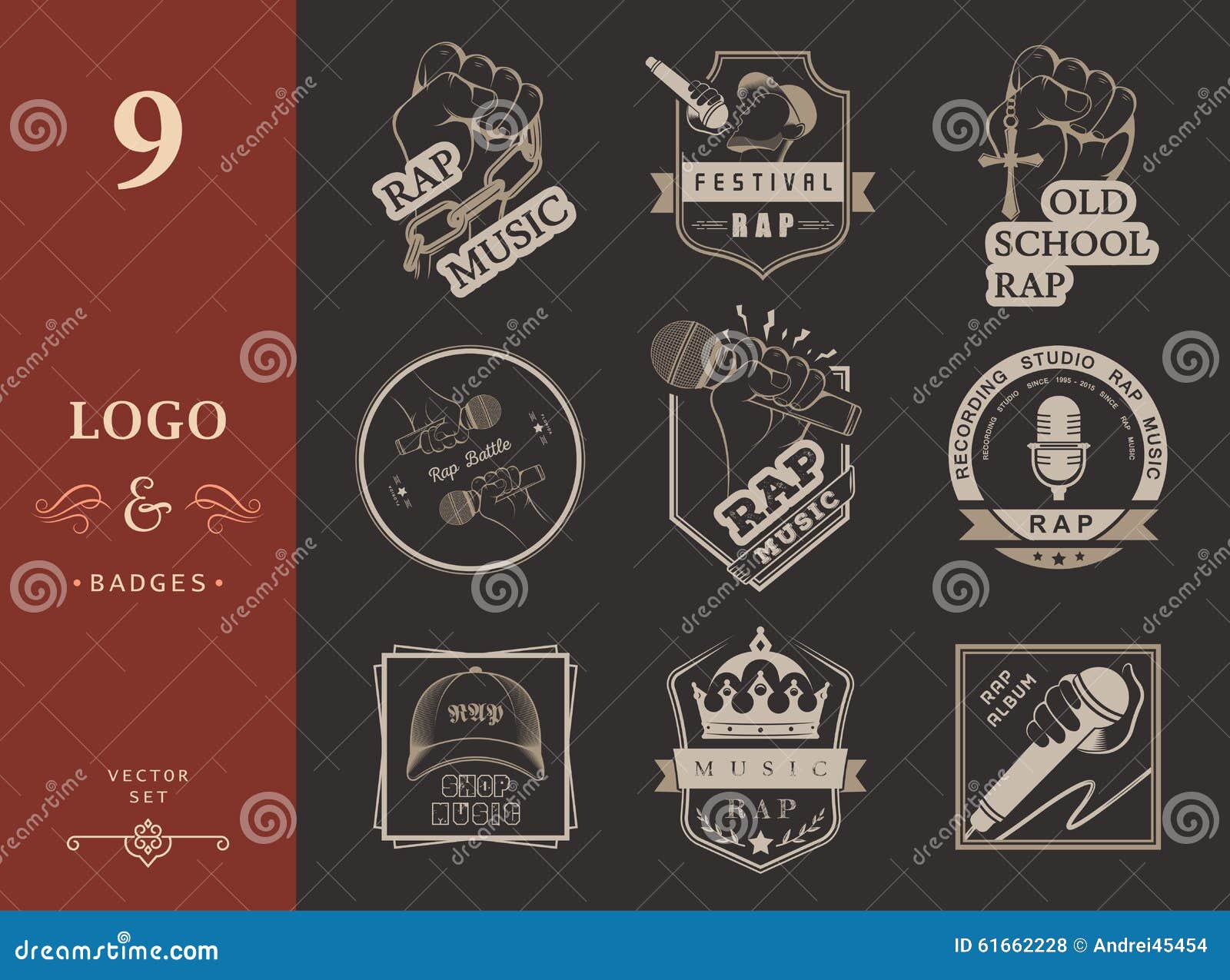 Placez Les Logos Et Badges Le Rap Illustration Stock - Illustration du ...