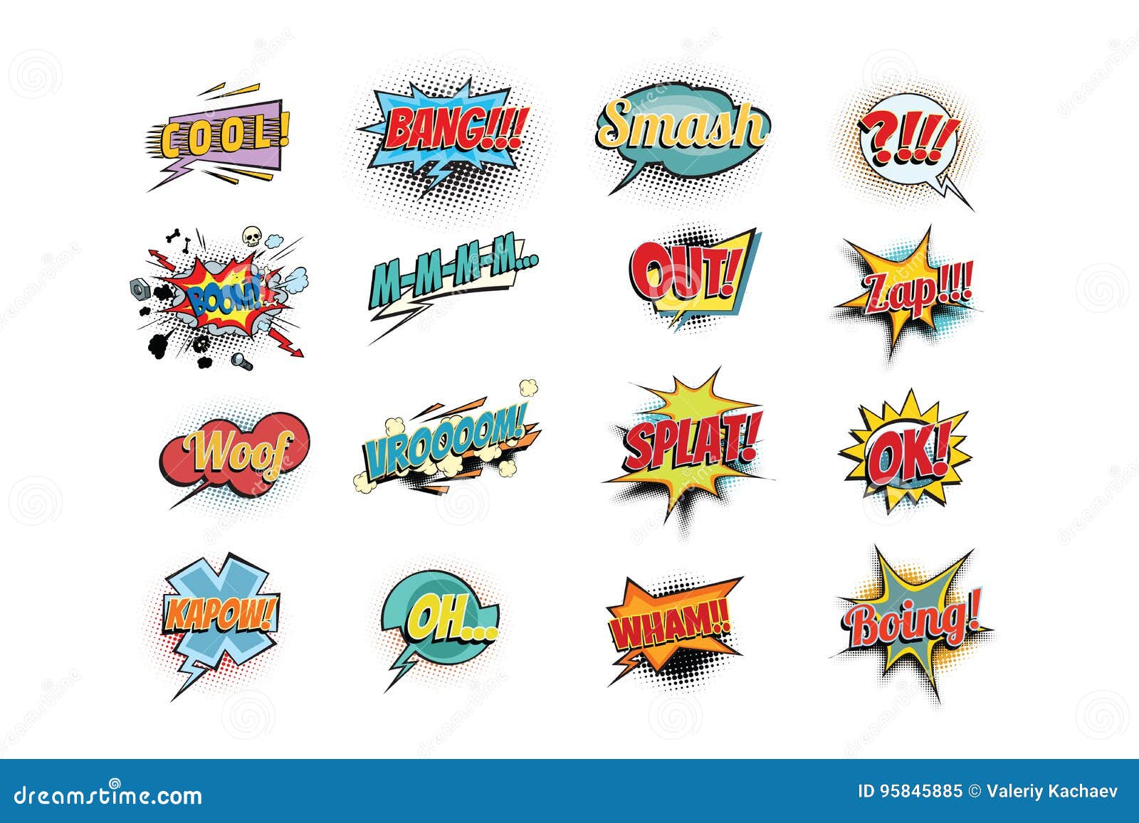 Placez Les Mots Comiques D'expressions De Collection Illustration de ...