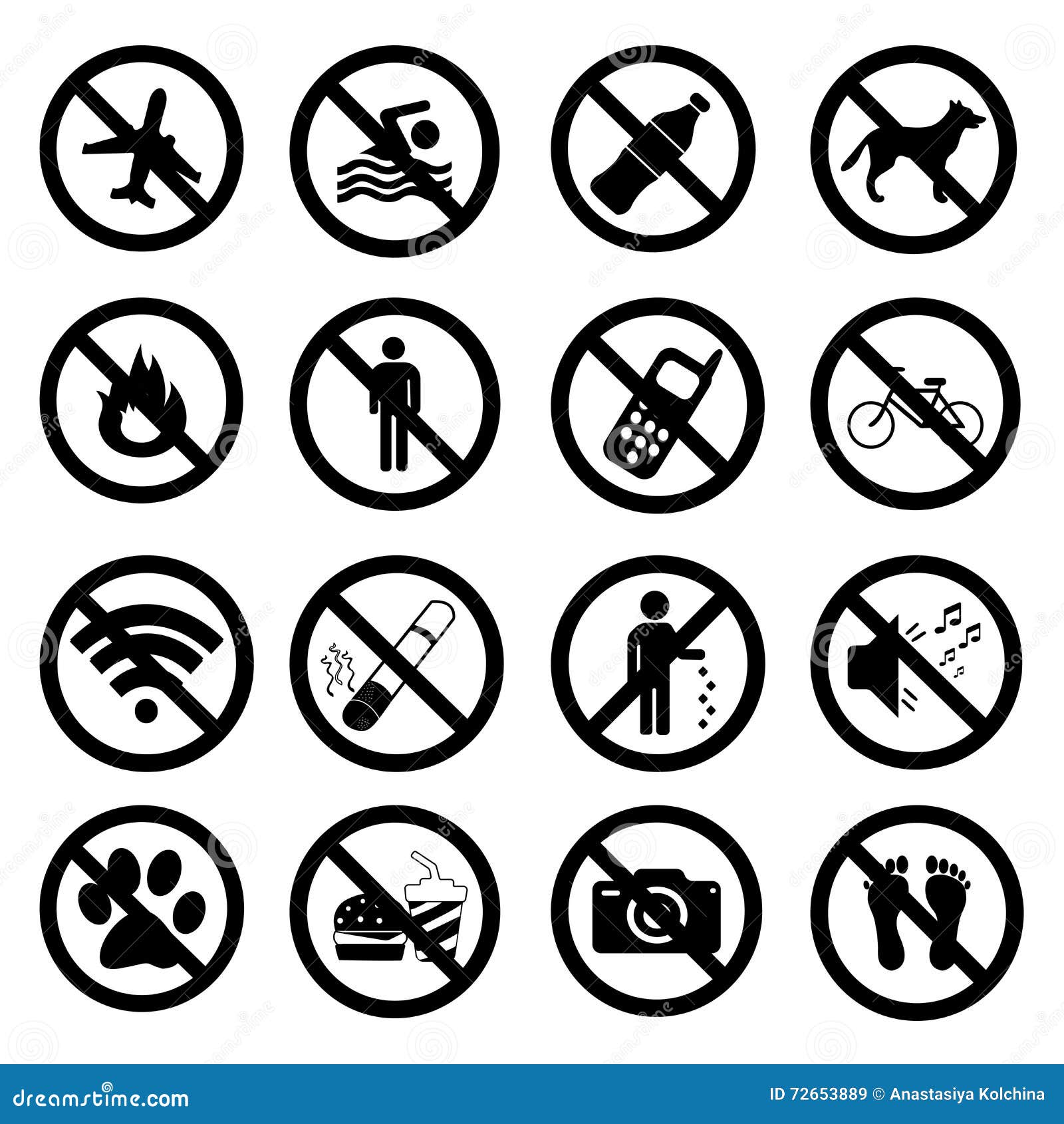 Placez Les Symboles Interdits Par Icônes D'interdiction Illustration de ...