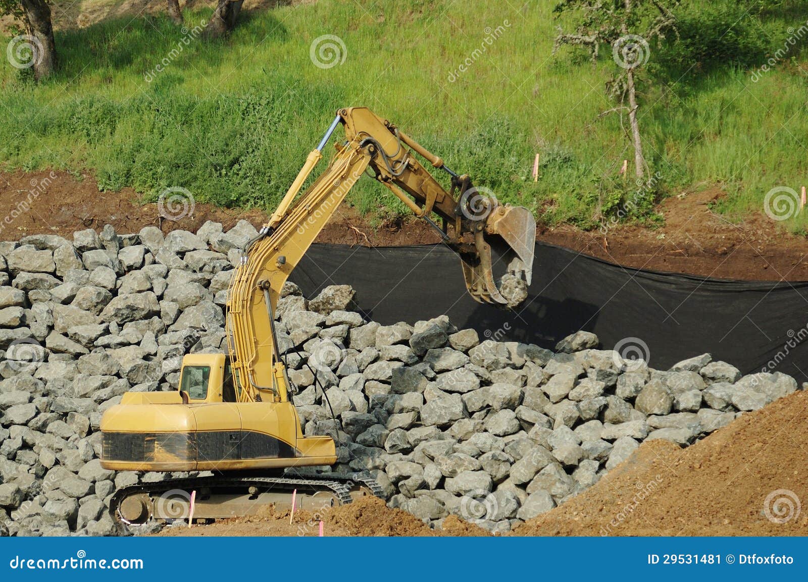 Placing RipRap stock image. Image of machinery, vehicle - 29531481