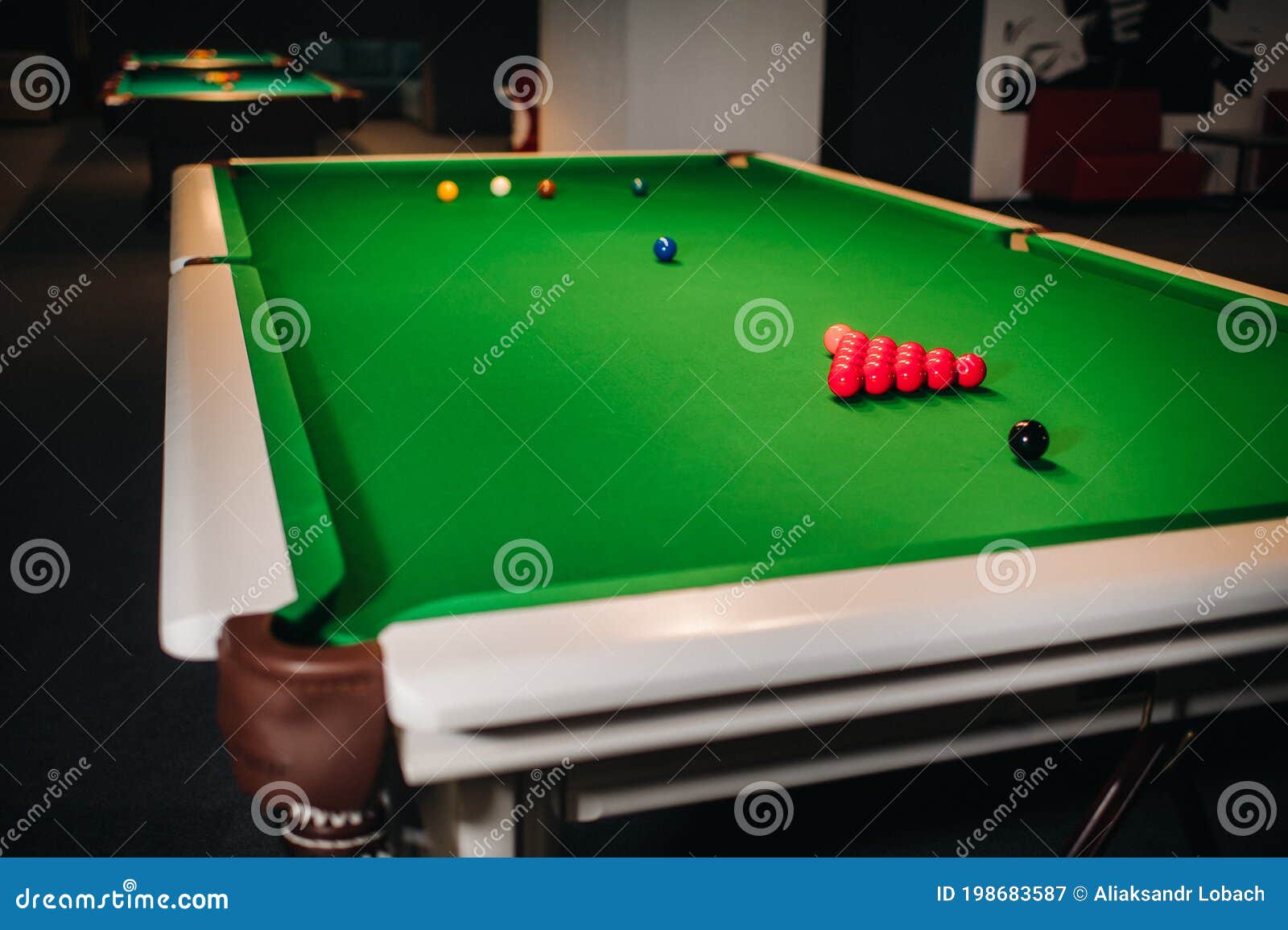 Placing Snooker Balls on a Green Billiard Table Stock Image - Image of ...