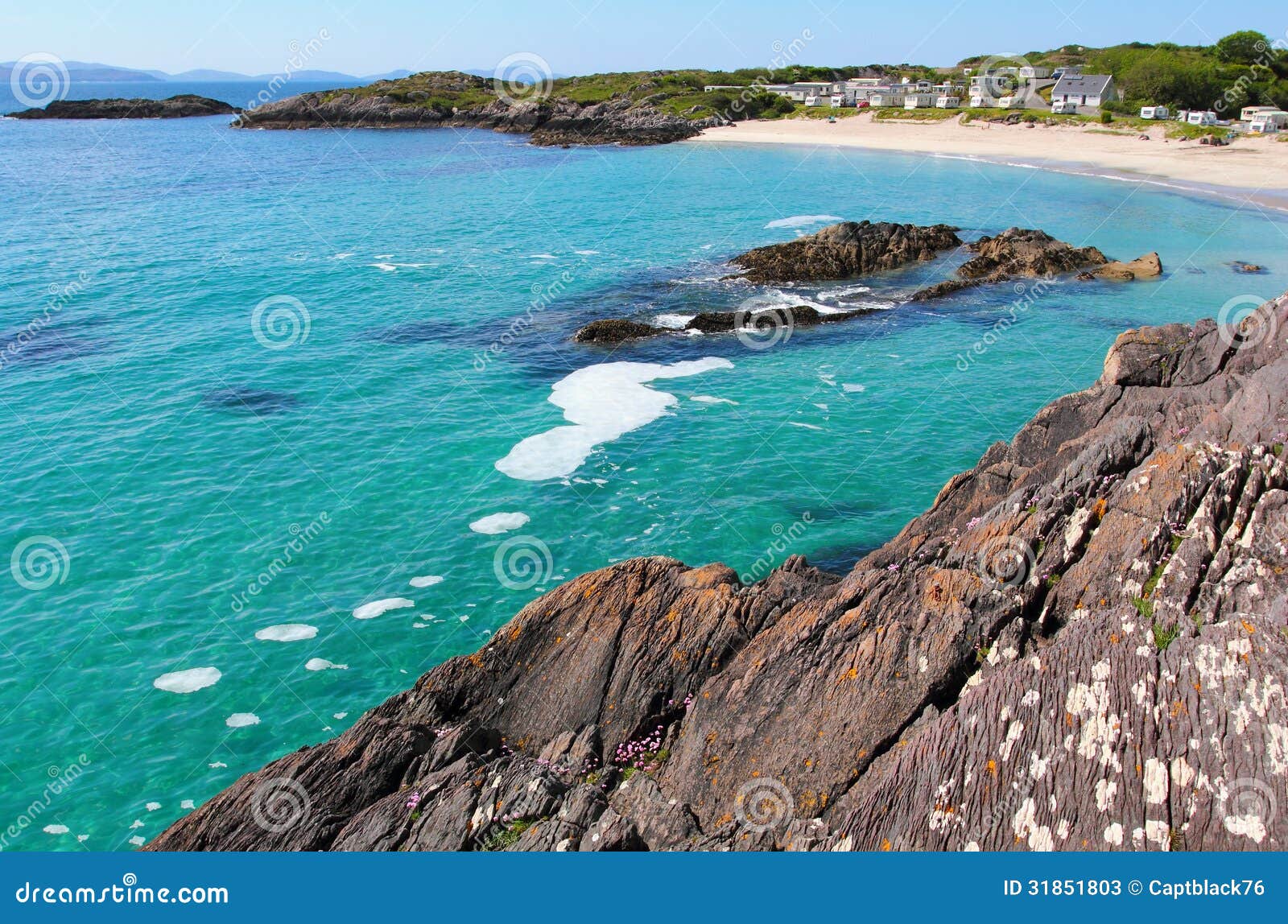 Plage Blanche De Sable En Anneau De Kerry Image stock - Image du ...