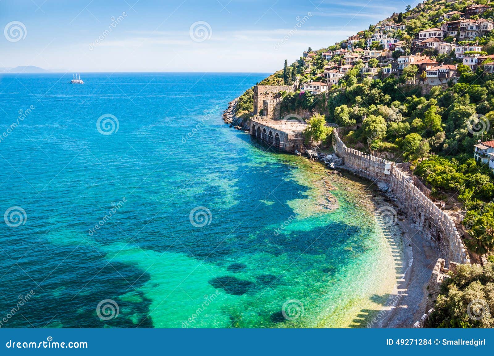 Plage De Mer Dans Alanya, Turquie Photo stock - Image du golfe ...