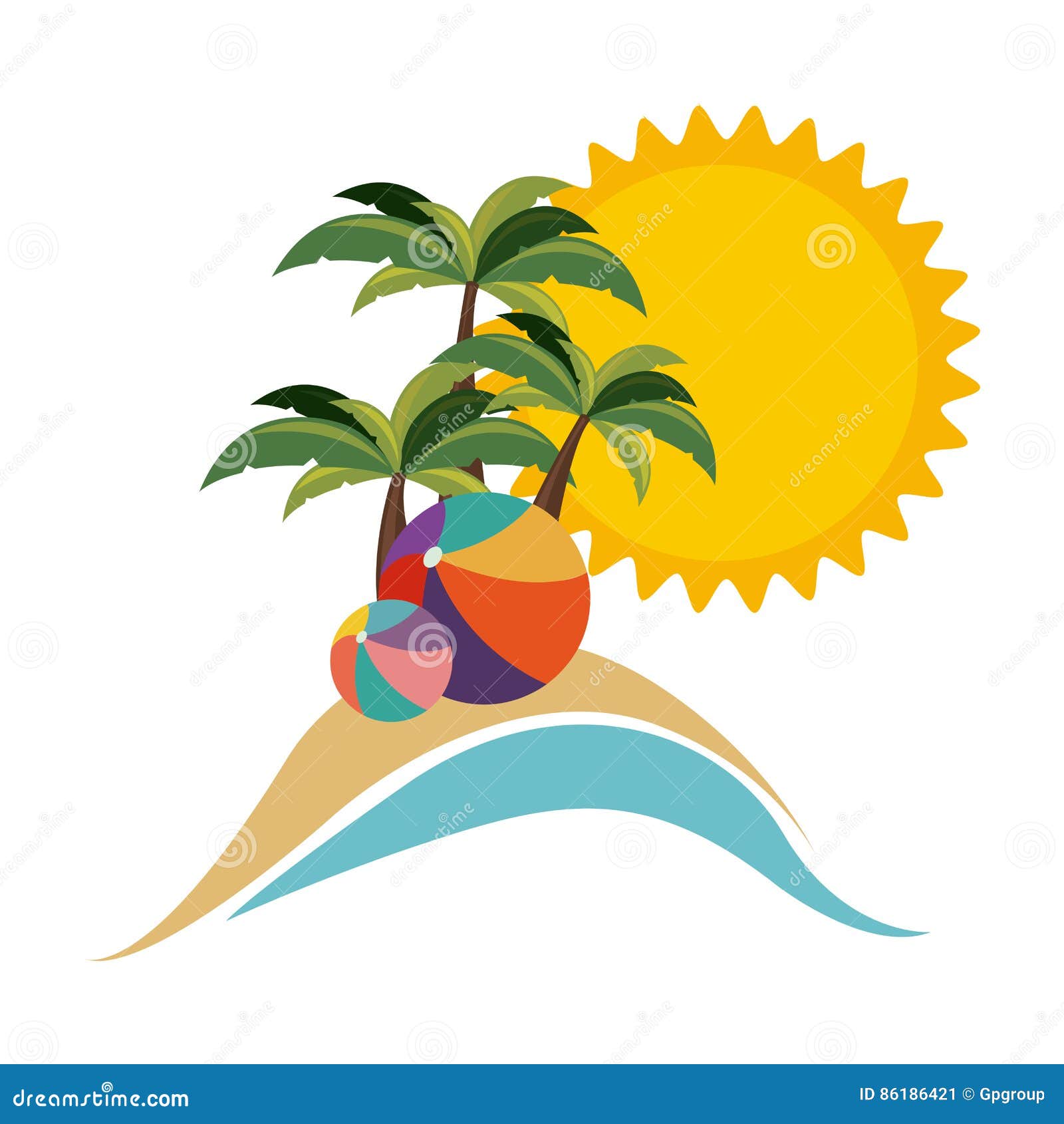 Plage De Symbole Avec L'icône De Parasol Illustration Stock ...