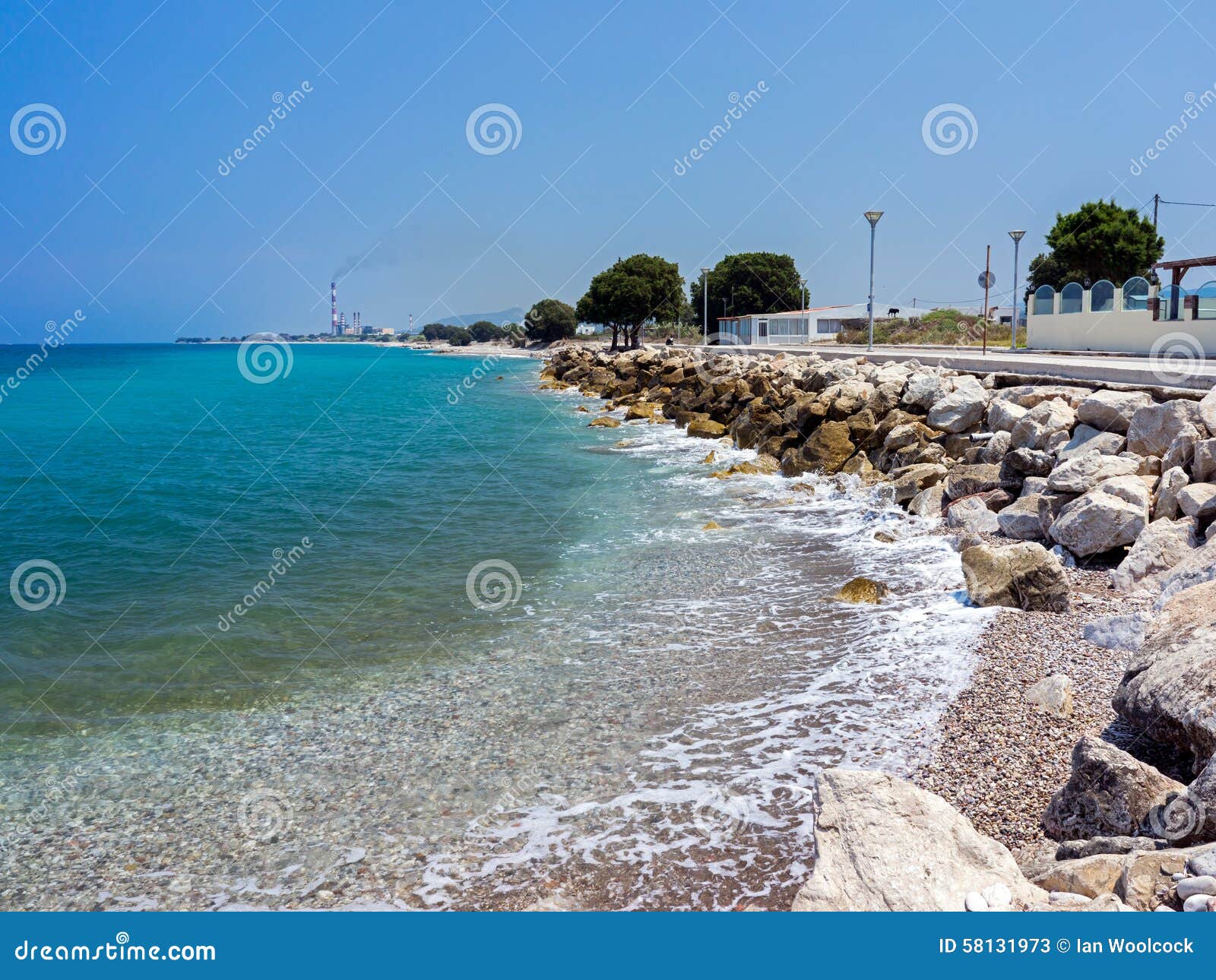 Plage Rhodes de Soroni image stock. Image du arénacé - 58131973