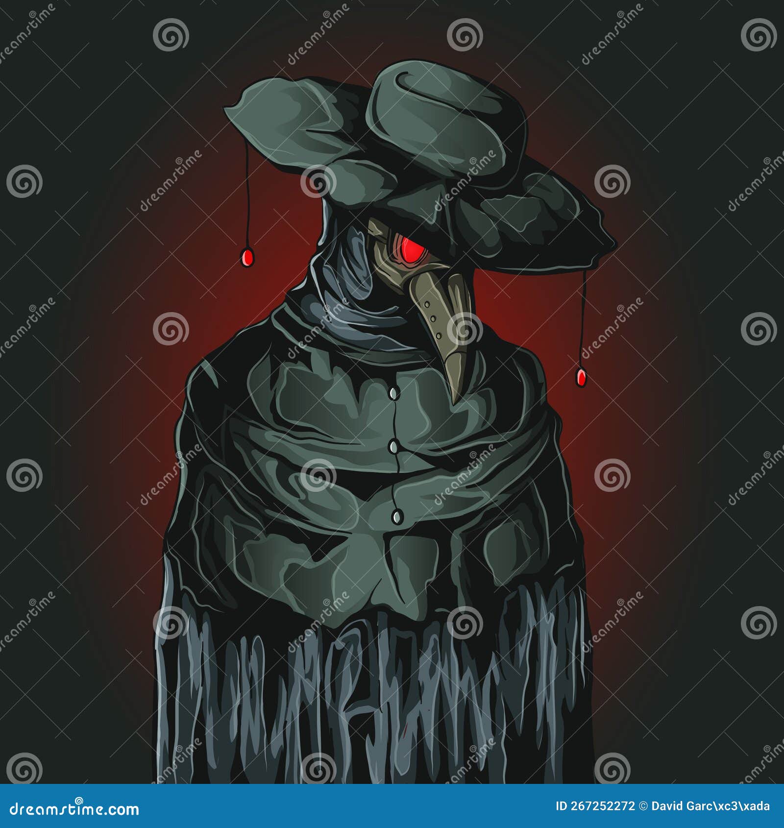 Scary Plague Doctor Vector Illustration Stock Vector - Illustration of ...