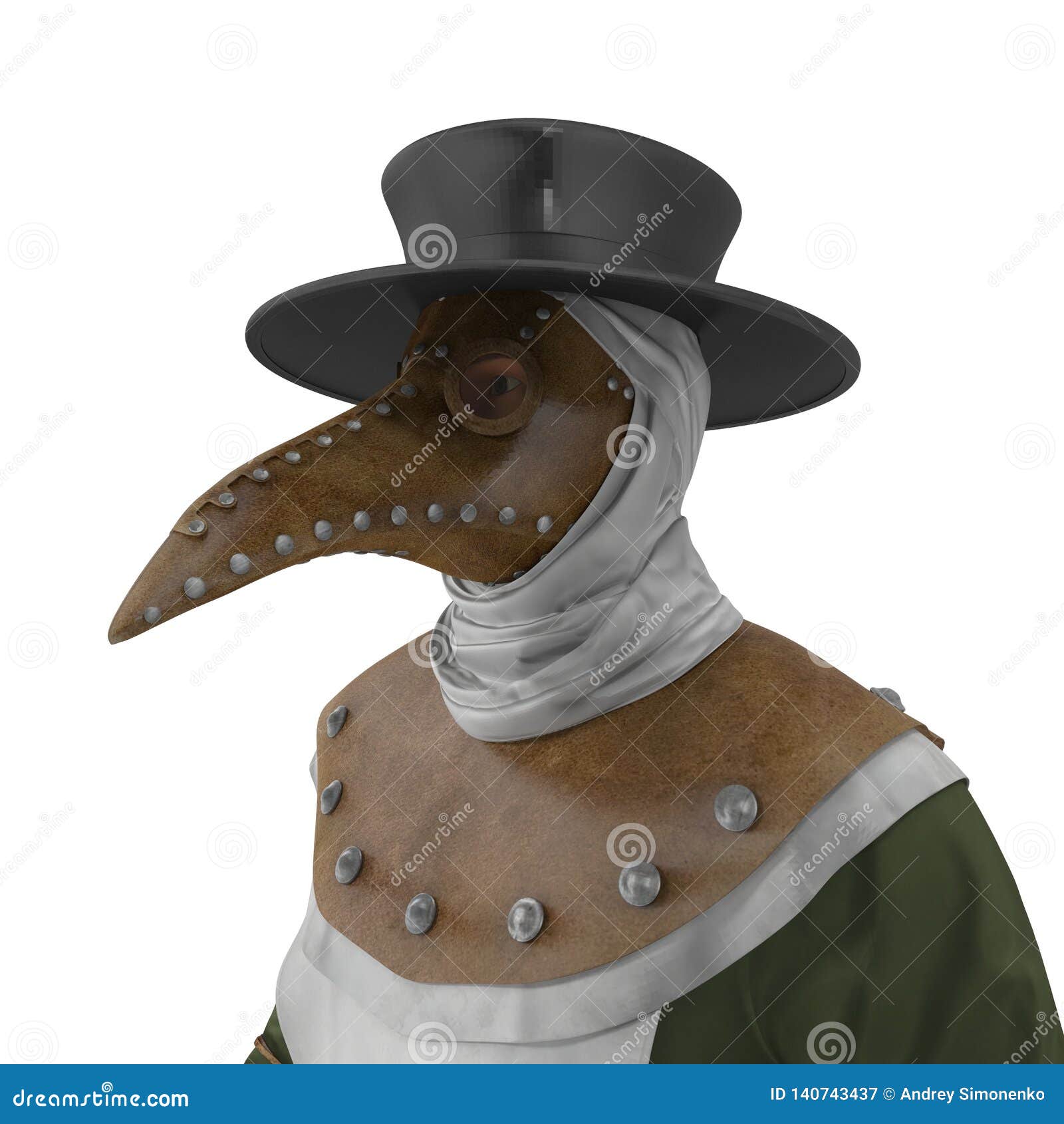 Plague Doctor Walking Pose Isolated on White Background 3D Illustration ...