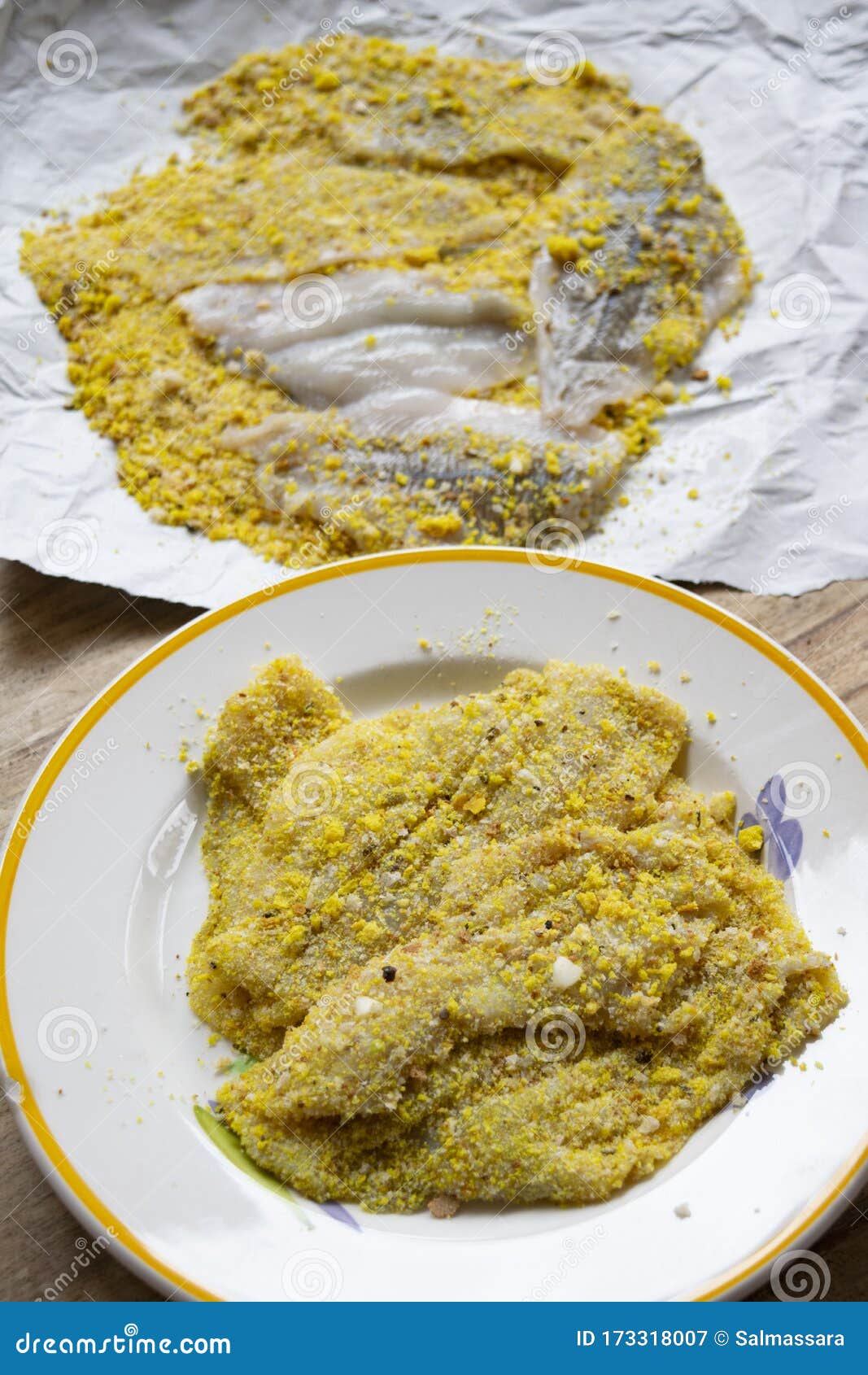 Plaice Fillets Just Breaded Stock Image - Image of fillet, breaded ...