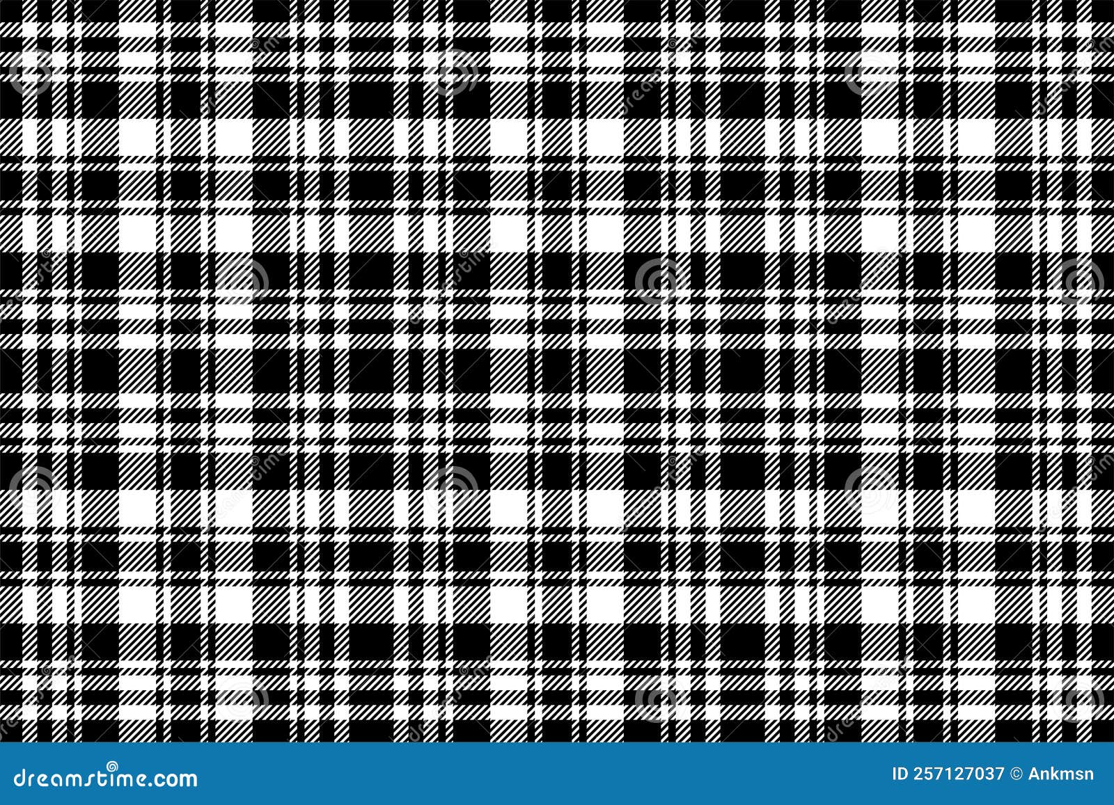 Plaid Background, Check Seamless Pattern in Black White. Vector Fabric ...
